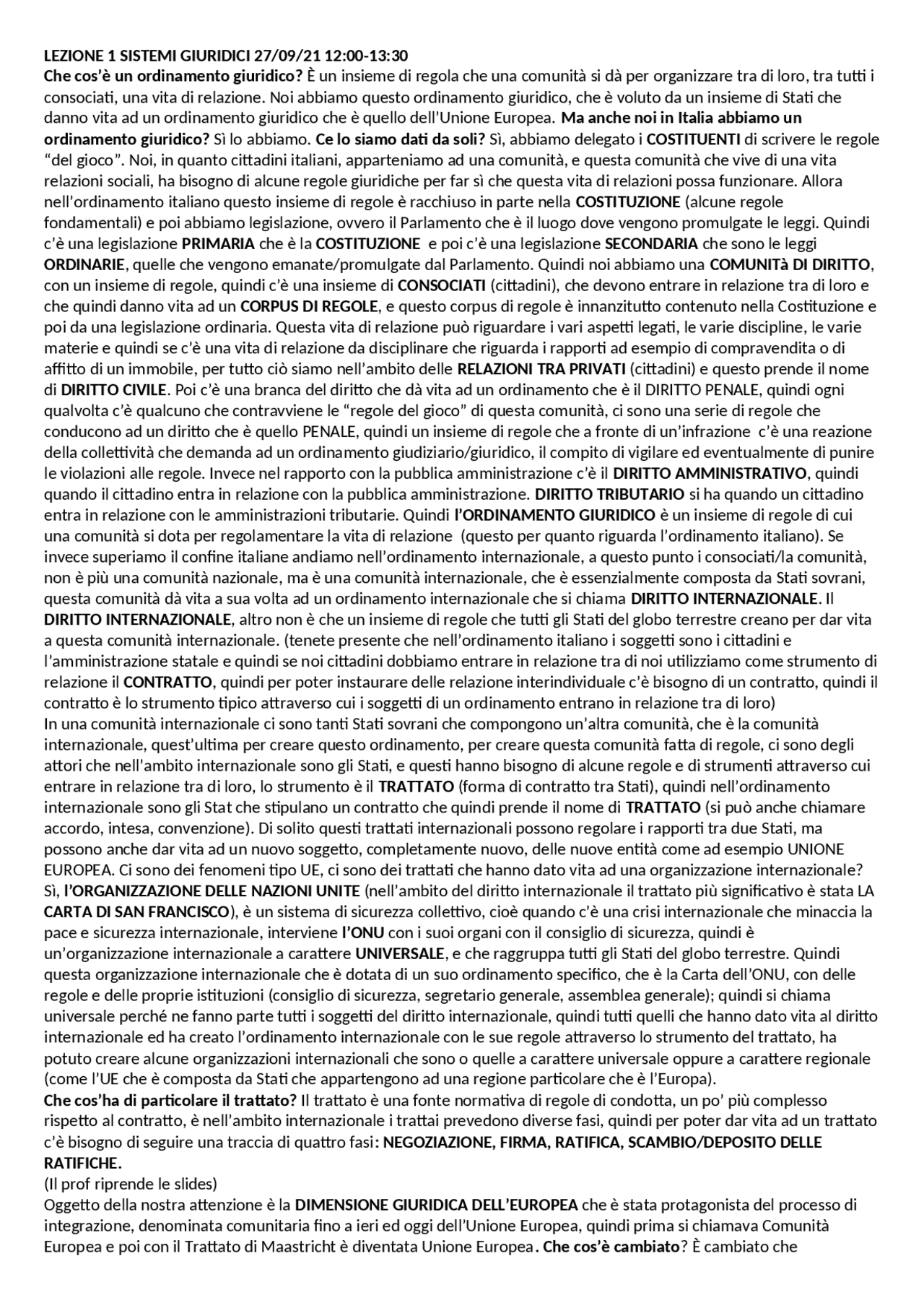 Prima Lezione Di Sistemi Giuridici Docsity