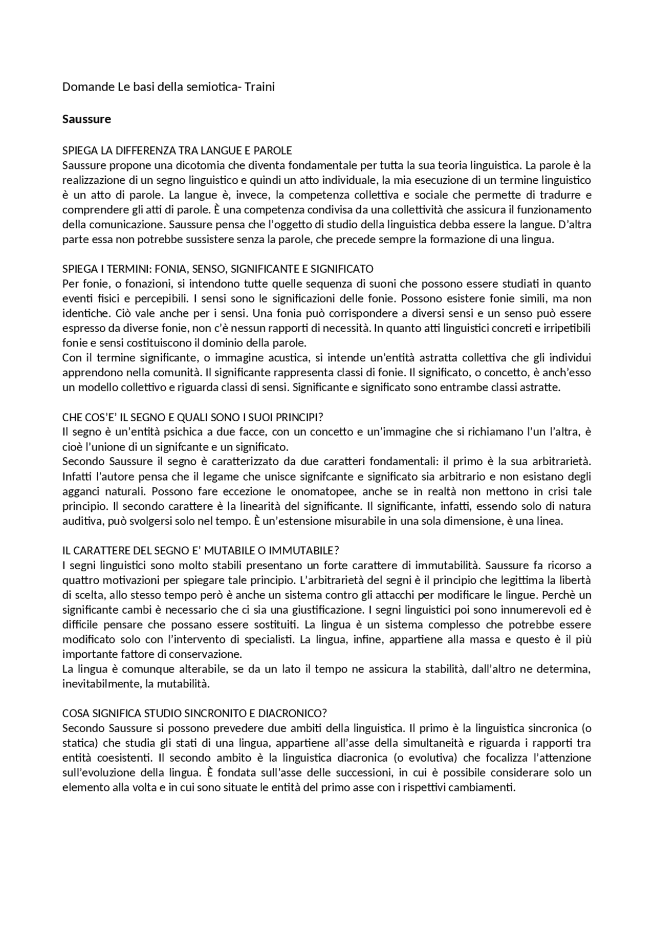 Domande Di Semiotica Di Base Spaziante Docsity
