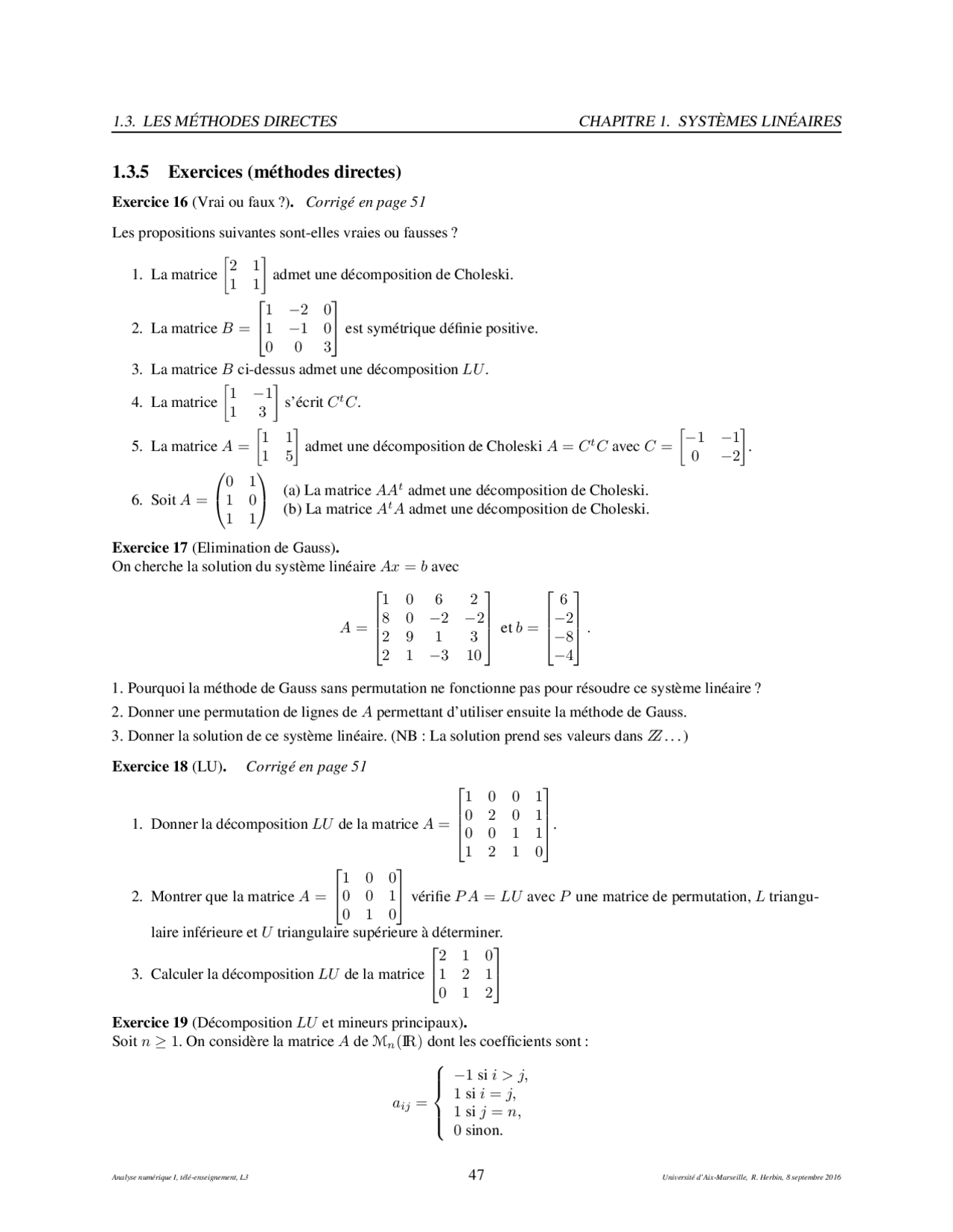 Feuille Dexercices M茅thodes Directes Docsity