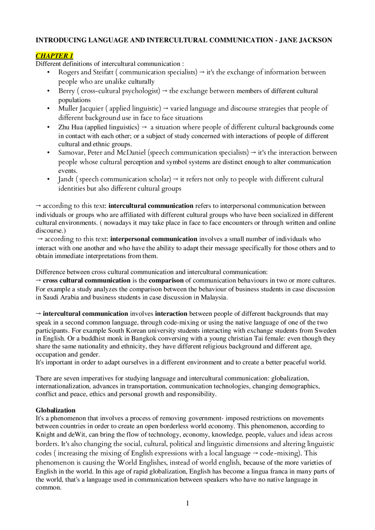 Introducing Language And Intercultural Communication Docsity