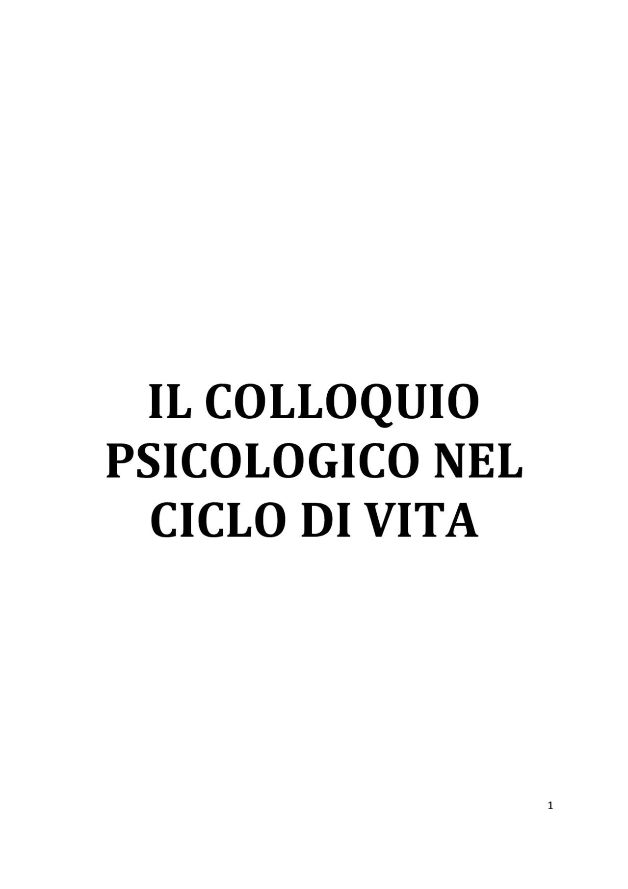 Riassunto Il Colloquio Psicologico Nel Ciclo Di Vita Docsity
