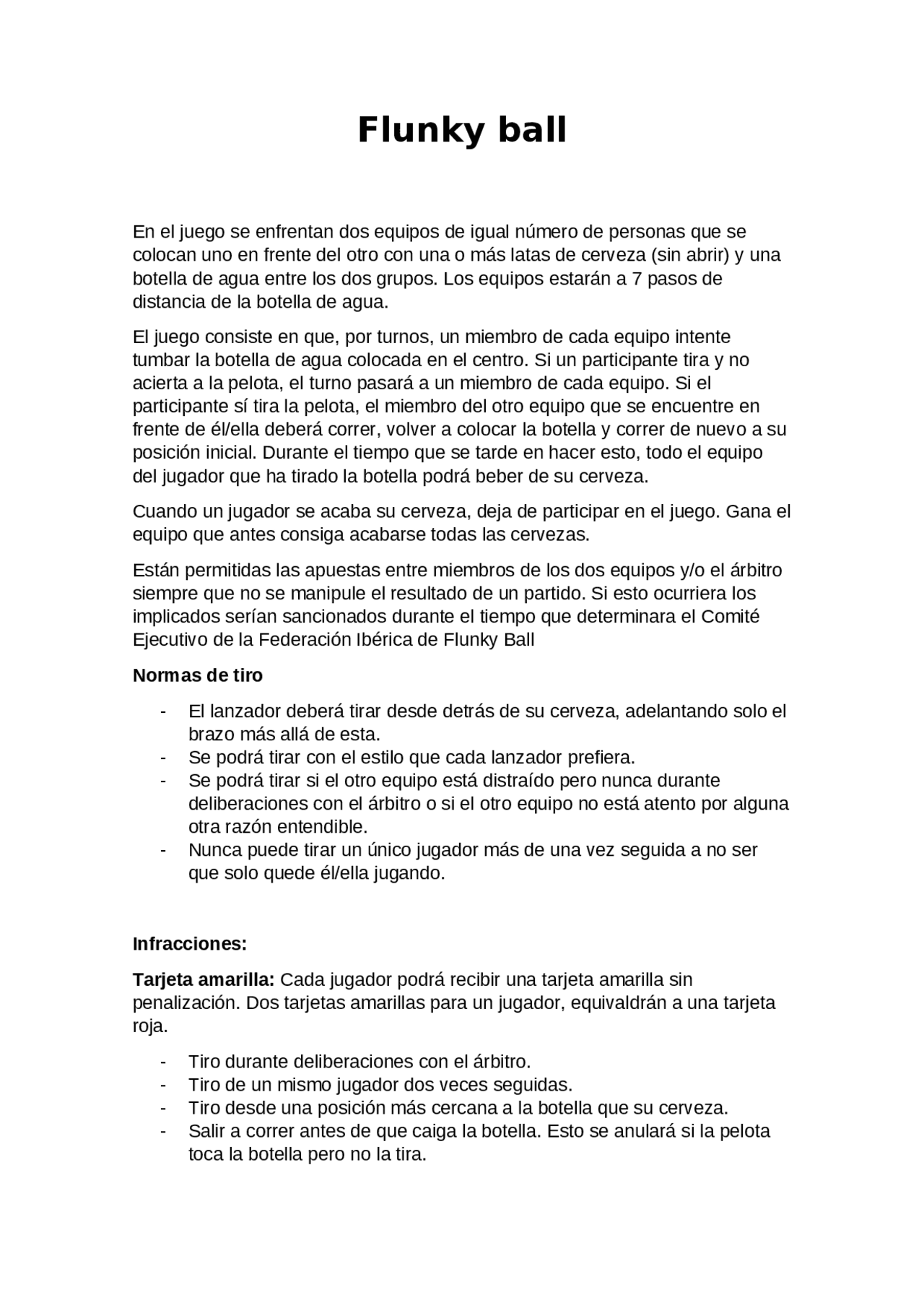 Flunky Ball, regles oficials - Docsity