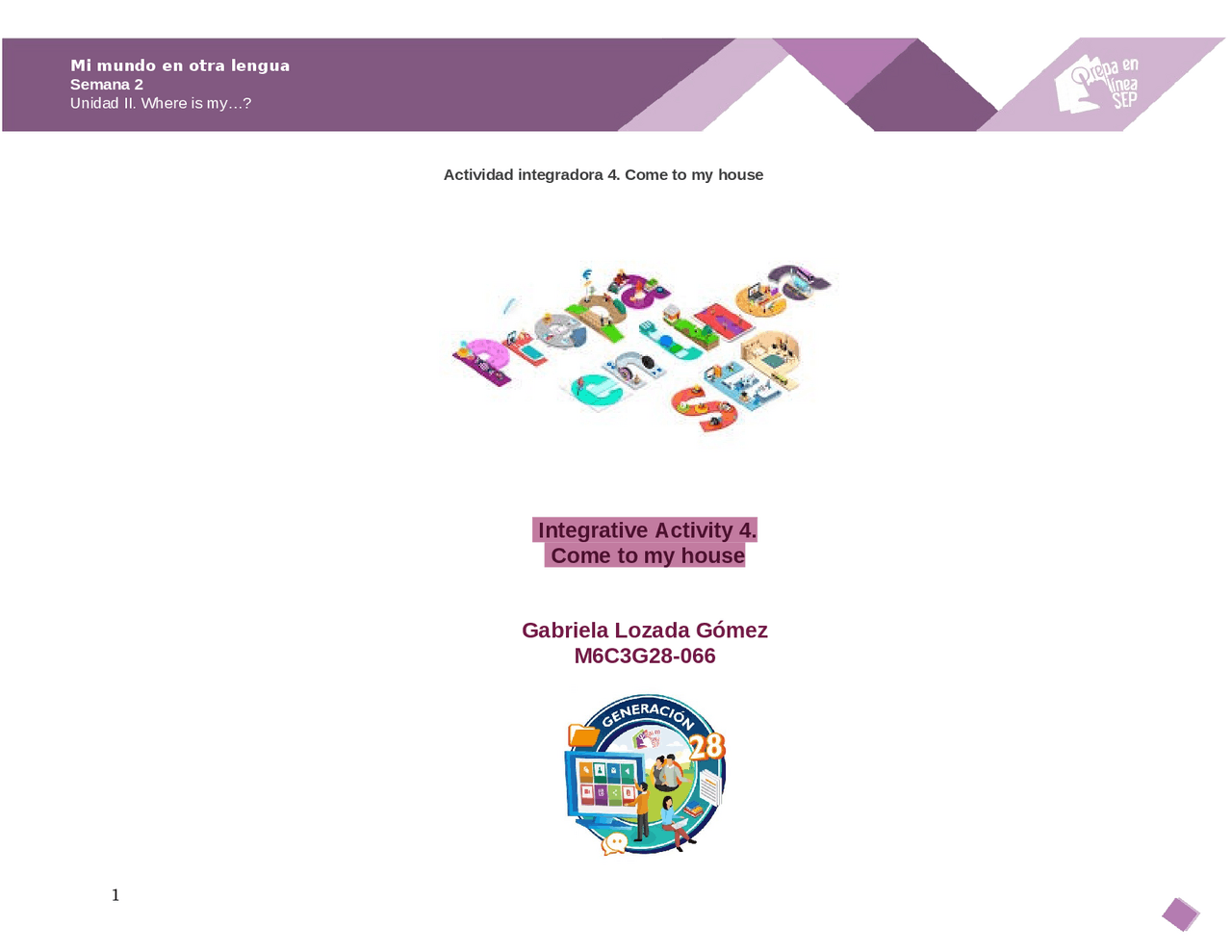 Integrative Activity 4 Come To My House Ejercicios De Inglés Docsity