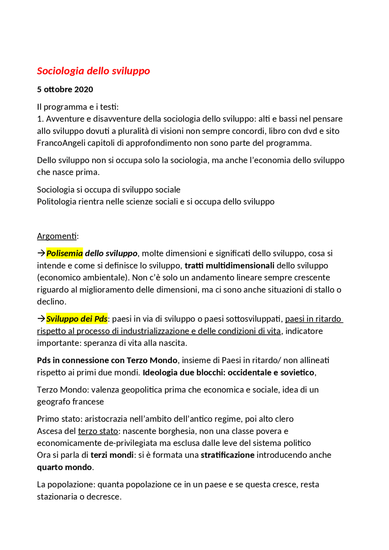 Sociologia Dello Sviluppo Appunti Delle Lezioni Rovati 1 E 2 Semestre
