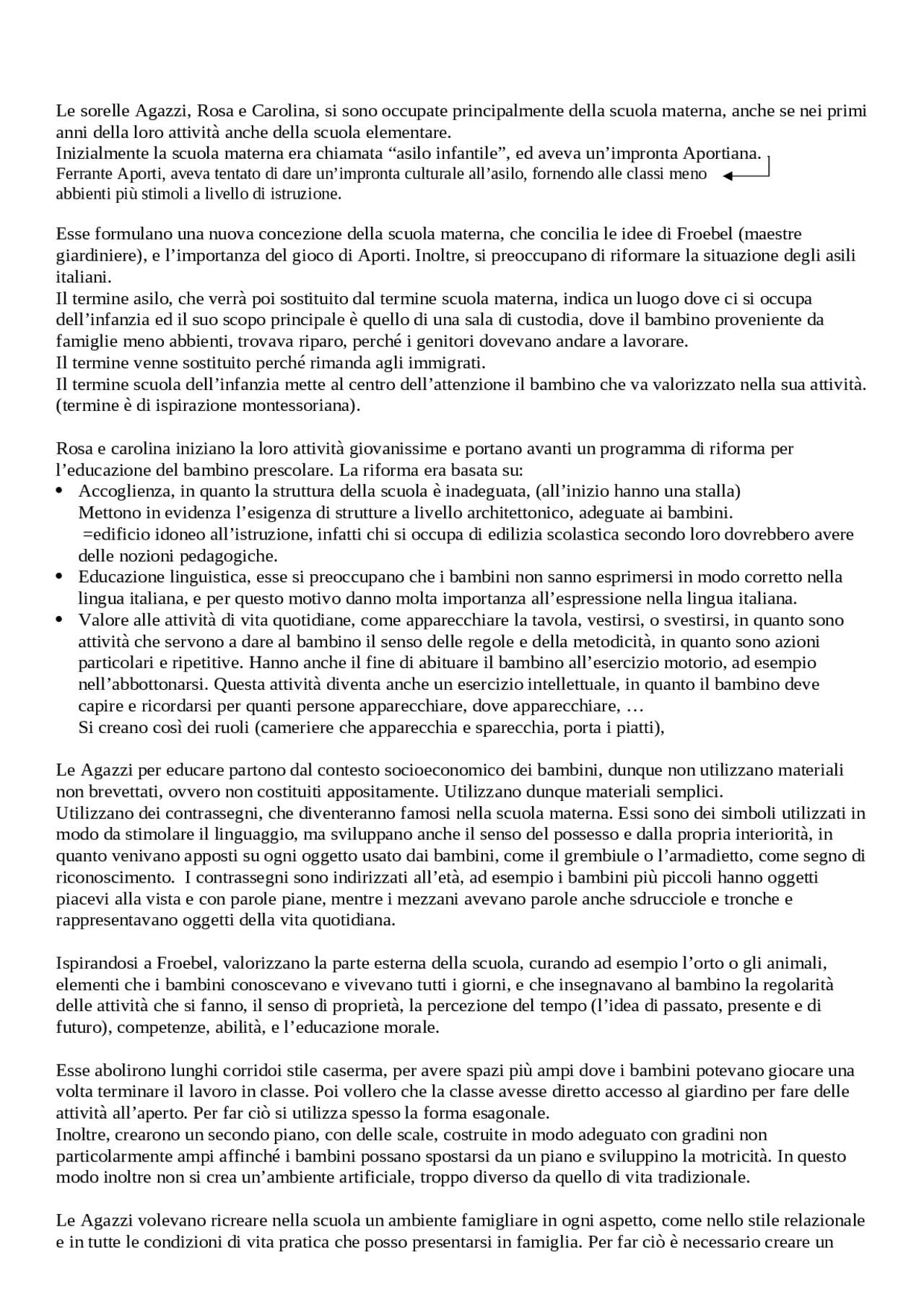 Appunti Sulla Metodologia Delle Sorelle Agazzi Docsity