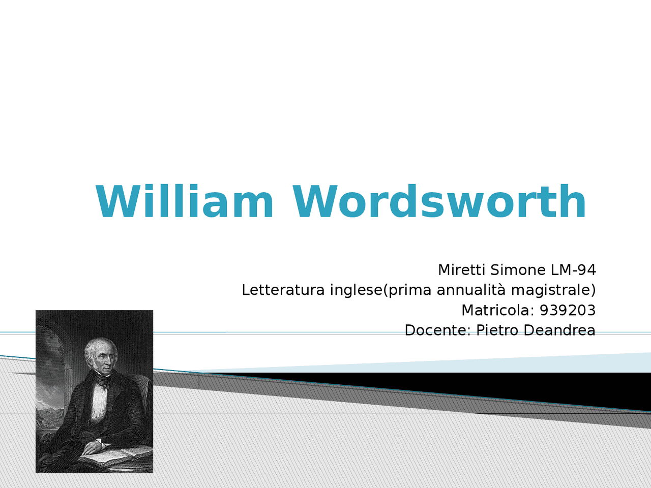 Presentation William Wordsworth Docsity