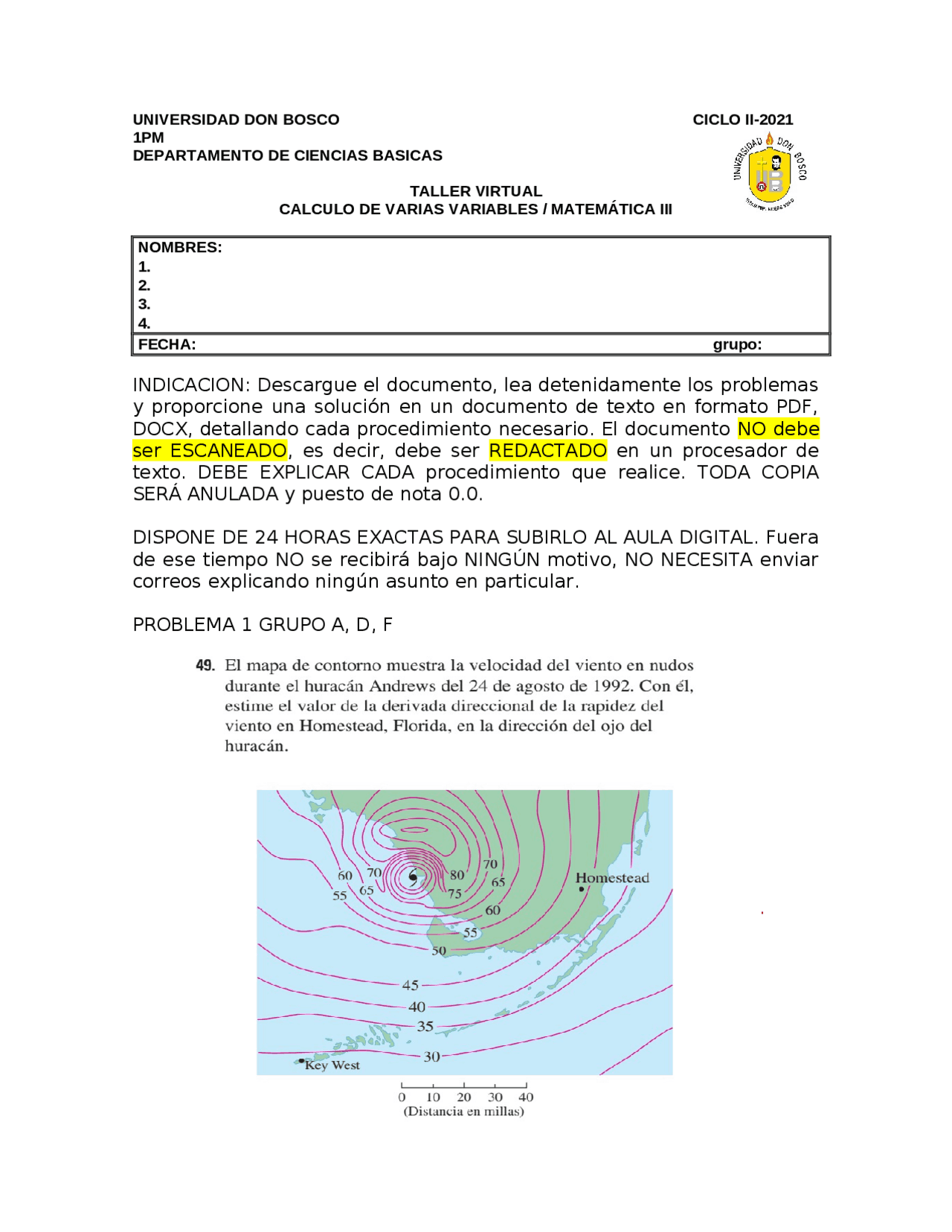 Taller De Calculo De Varias Variables Docsity