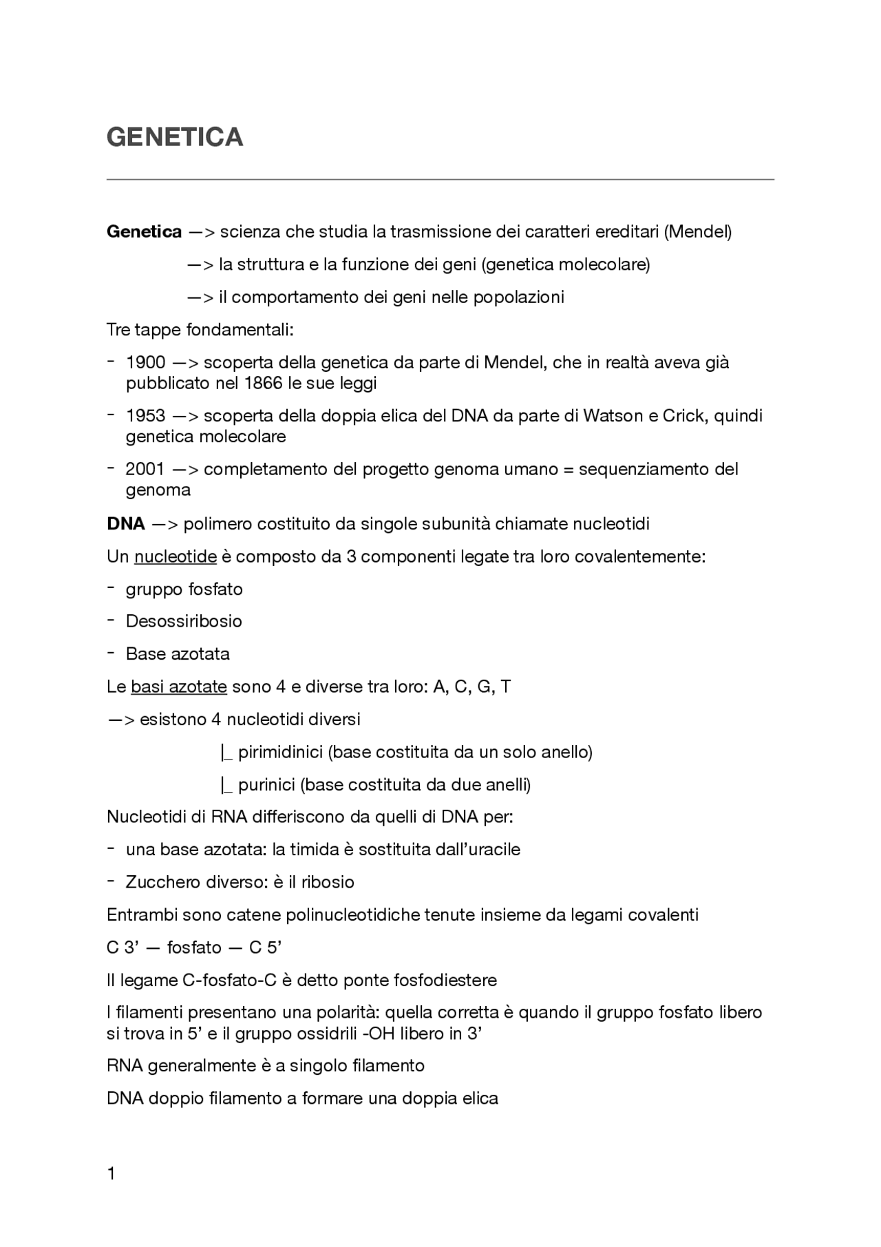 Appunti Di Genetica Scienze Biologiche Docsity