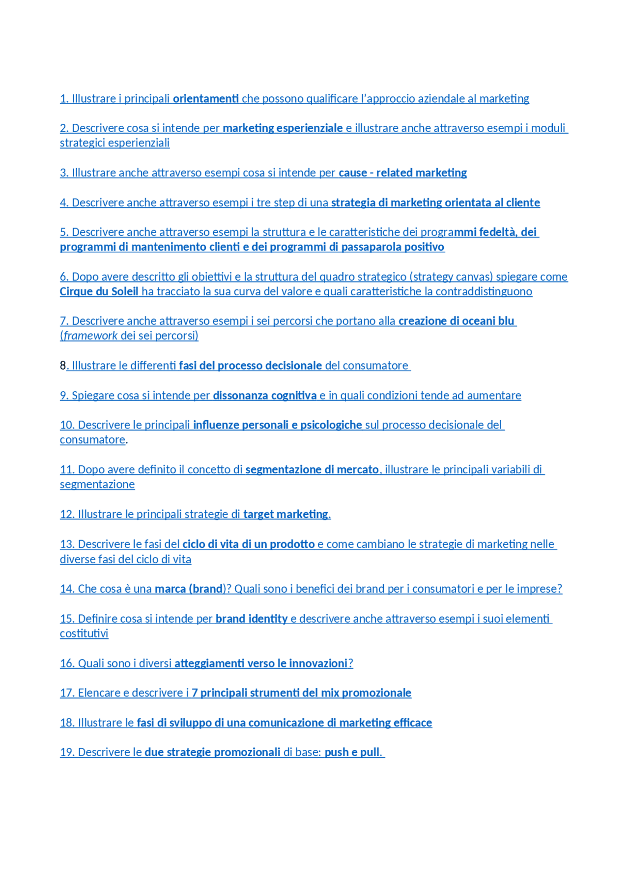 Domande Con Risposta Per Ripasso Docsity