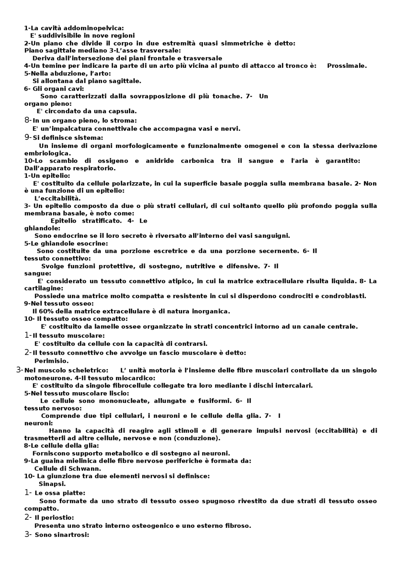 Test Anatomia Scienze Motorie Unipegaso Docsity