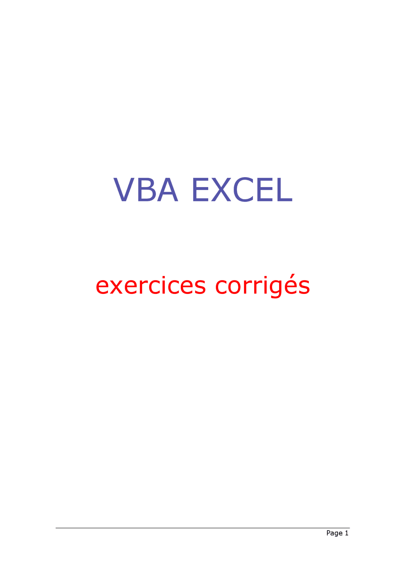 Vba Excel Exercices Corrigés Exercices Informatique Docsity