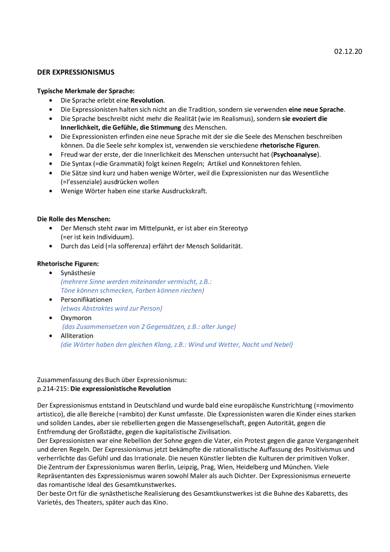 Merkmale des Expressionismus - Docsity