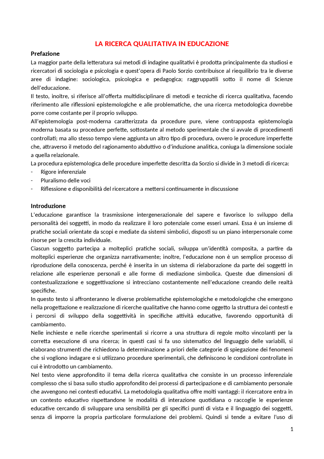 La Ricerca Qualitativa In Educazione Docsity