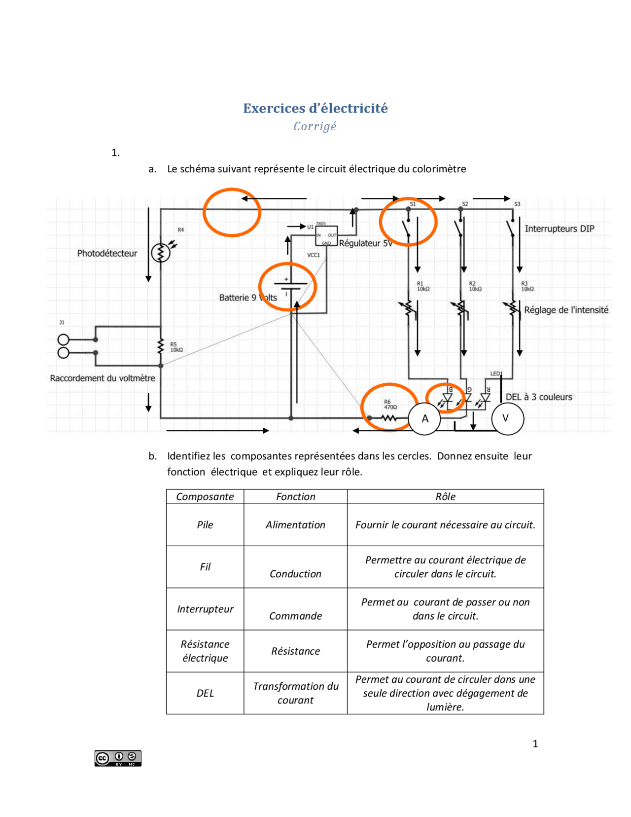 Exercices Délectricité Corrigé Docsity