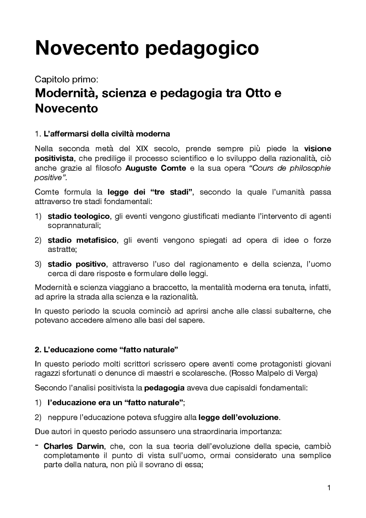 Riassunto Novecento Pedagogico Docsity