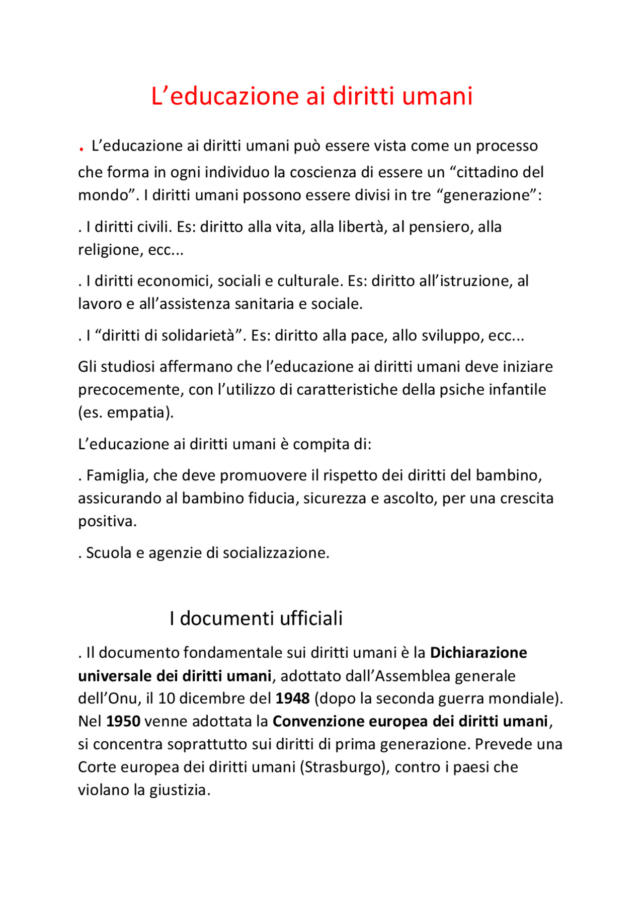 Leducazione Ai Diritti Umani Docsity