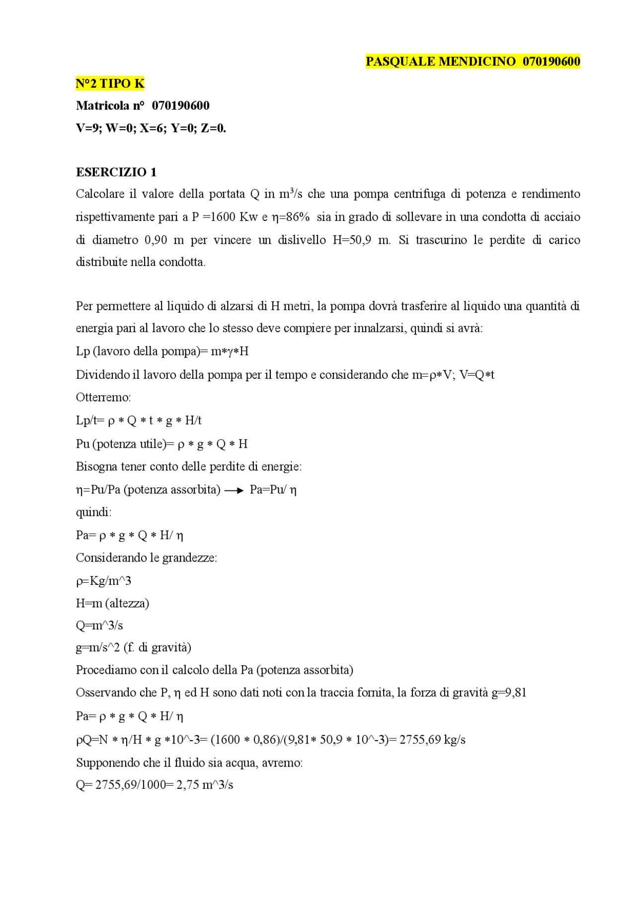 Prova Desame Ingegneria Ambientale Docsity