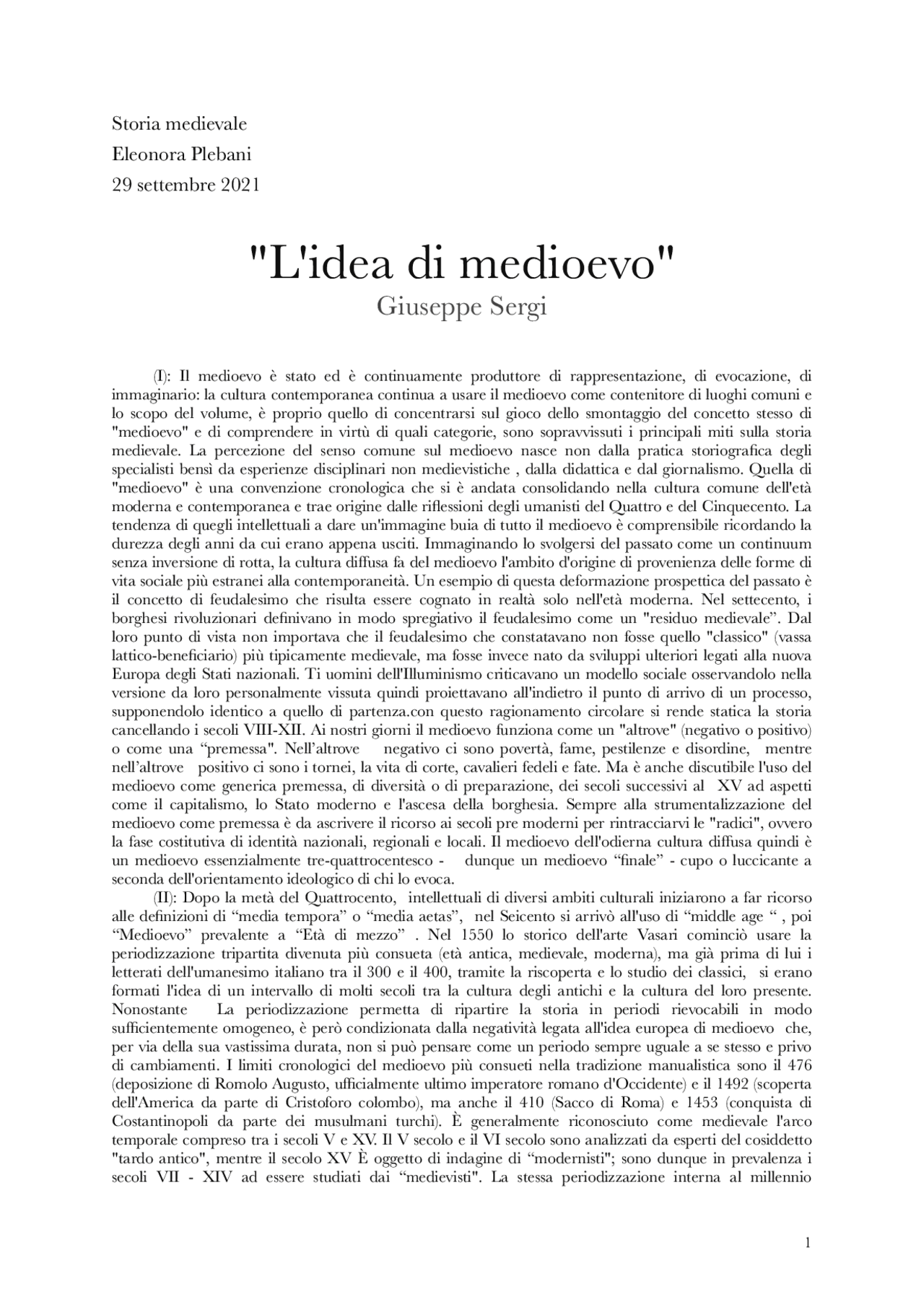 Lidea Di Medioevo Docsity