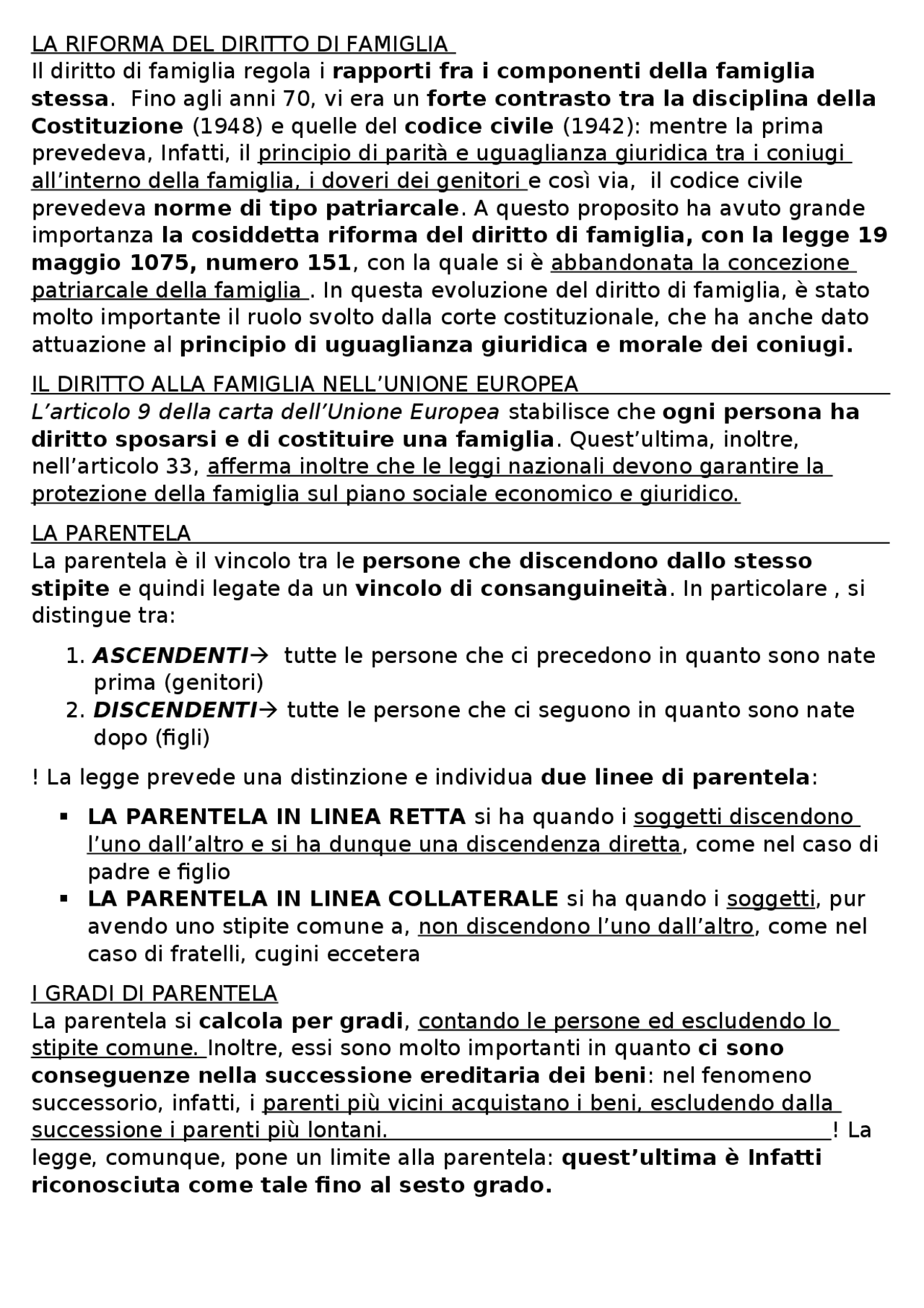 Riassunto Del Diritto Di Famiglia Docsity