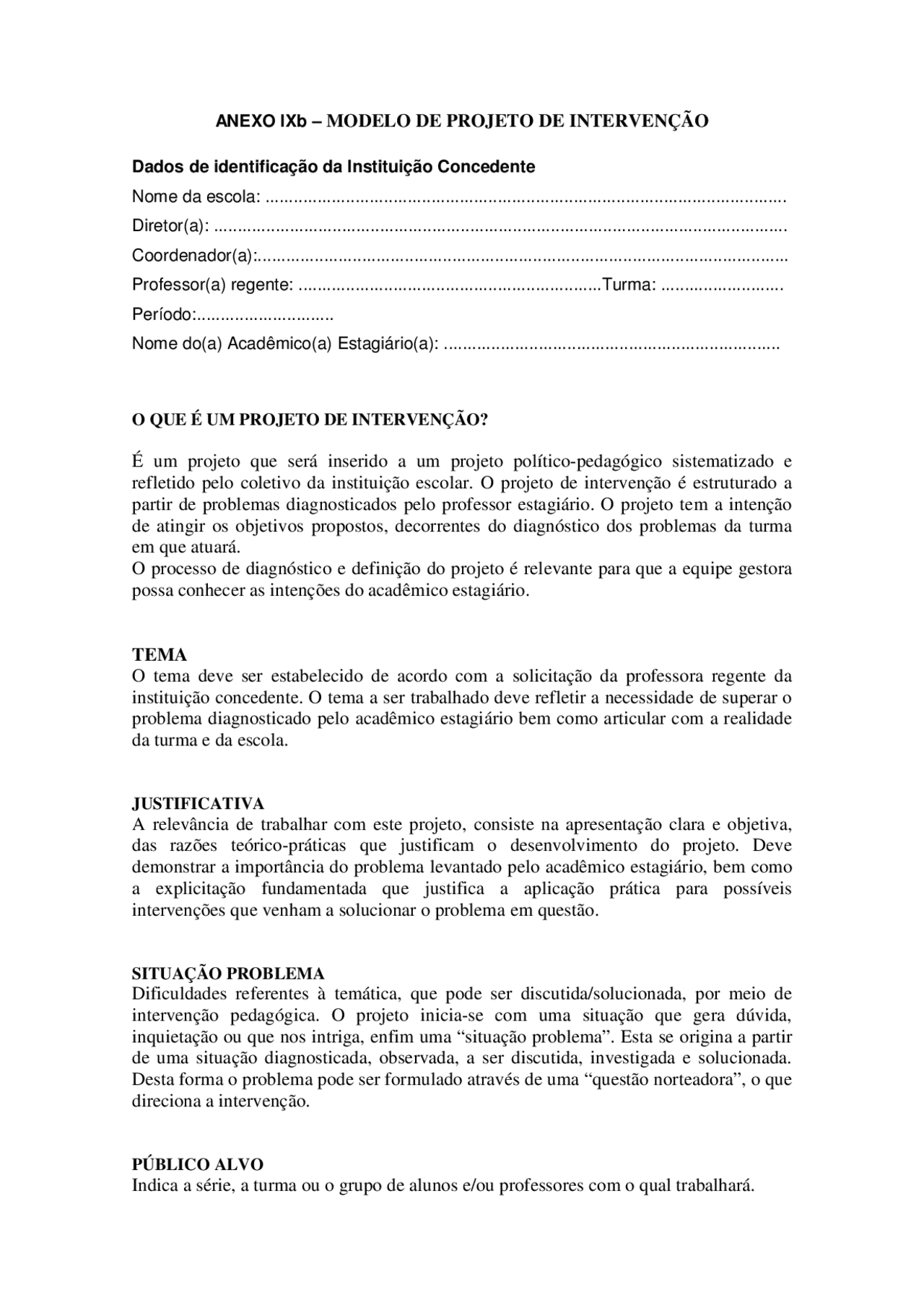 Projeto De Intervenção Docsity