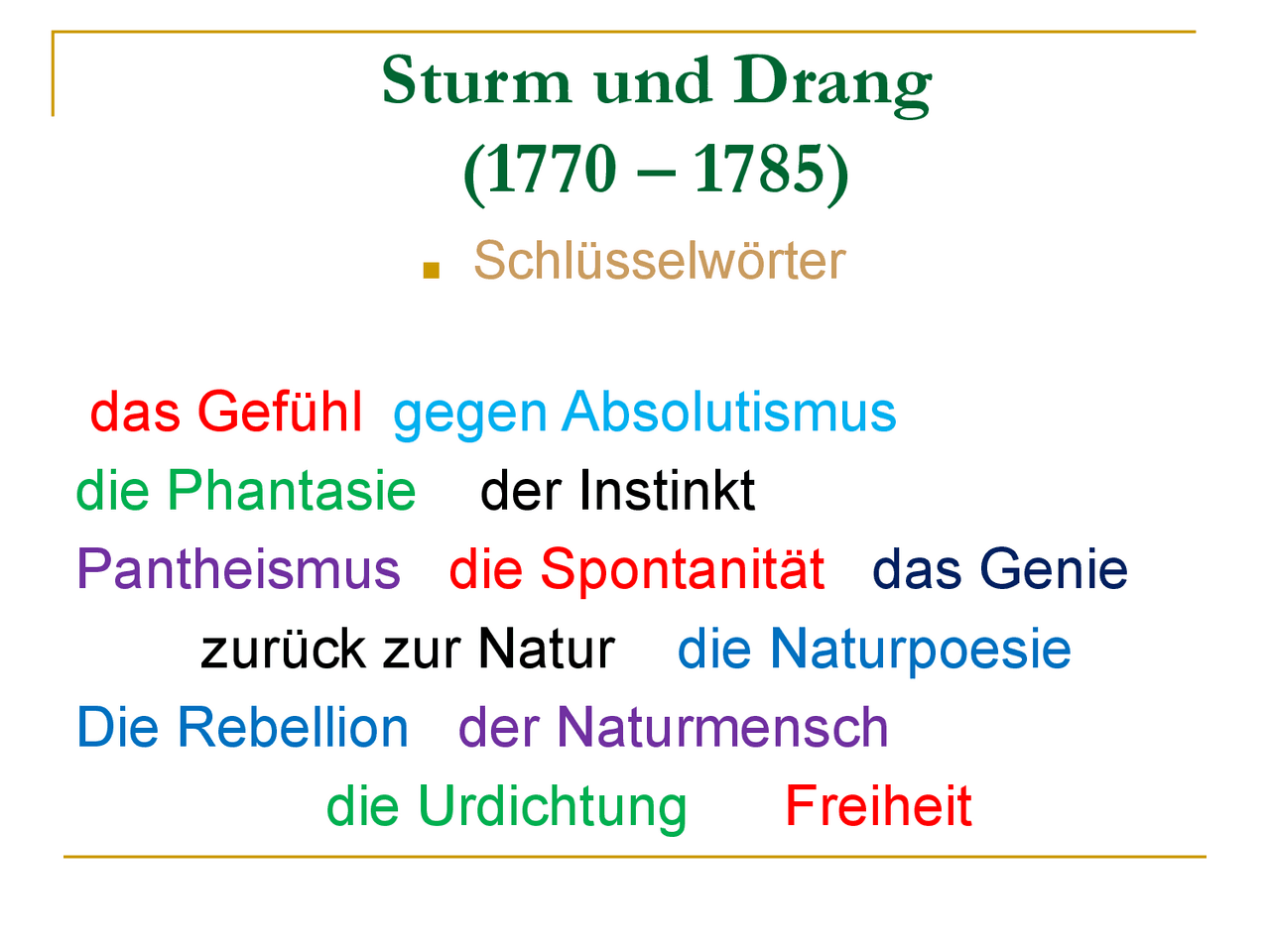 Sturm Und Drang Letteratura Tedesca Docsity