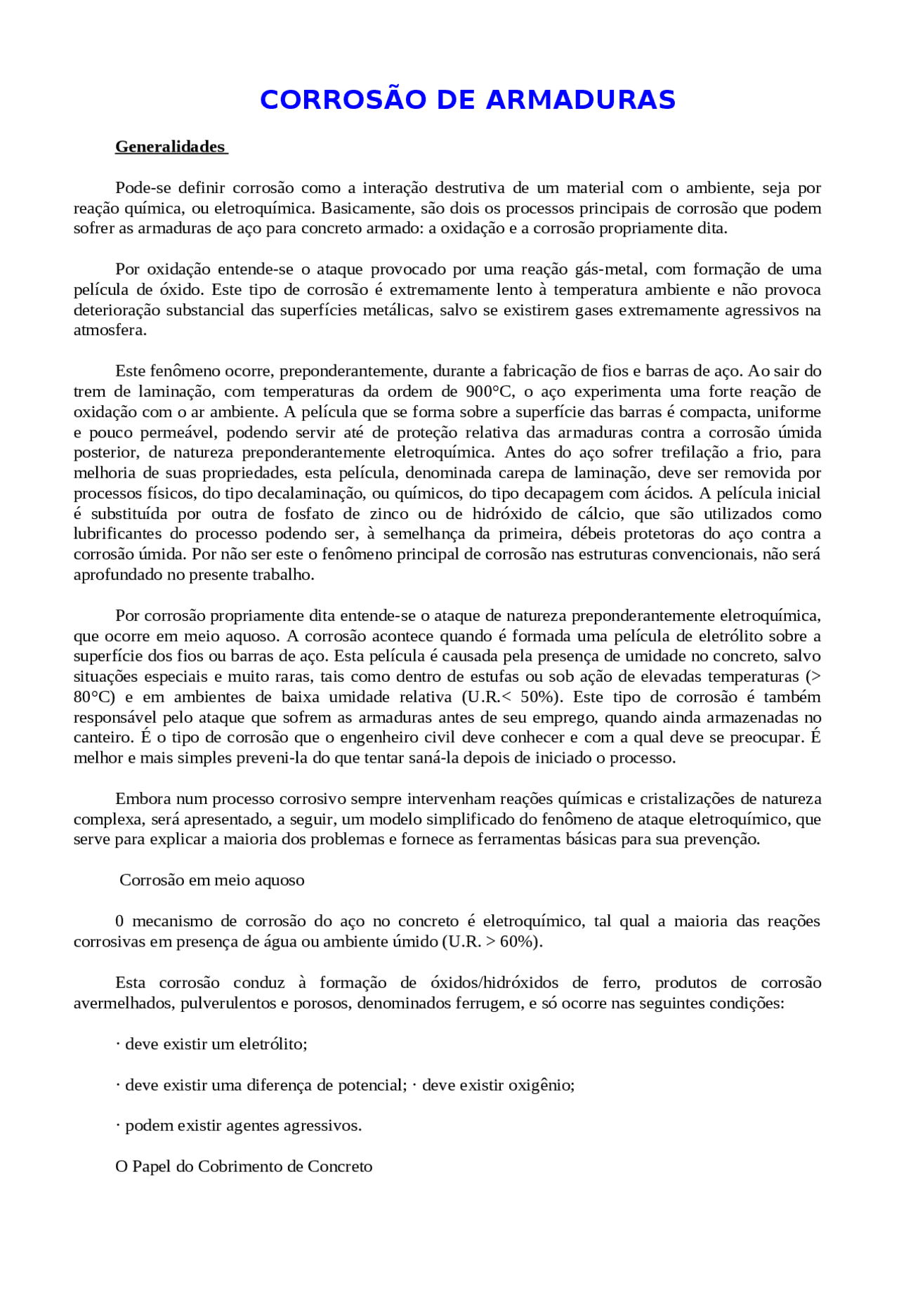 Corrosão Na Engenharia Docsity