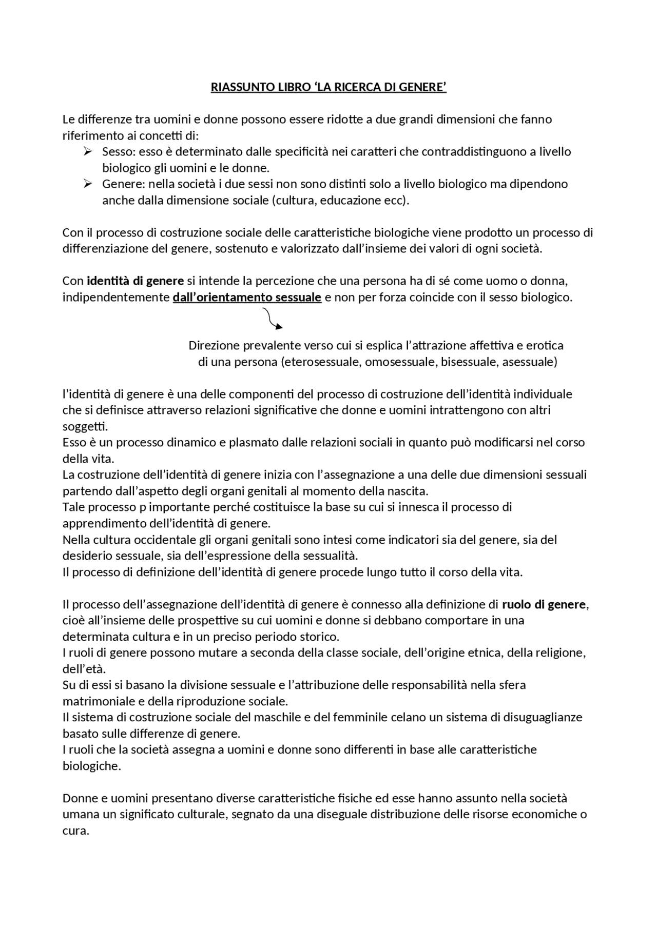 Riassunto Libro La Ricerca Di Genere Docsity
