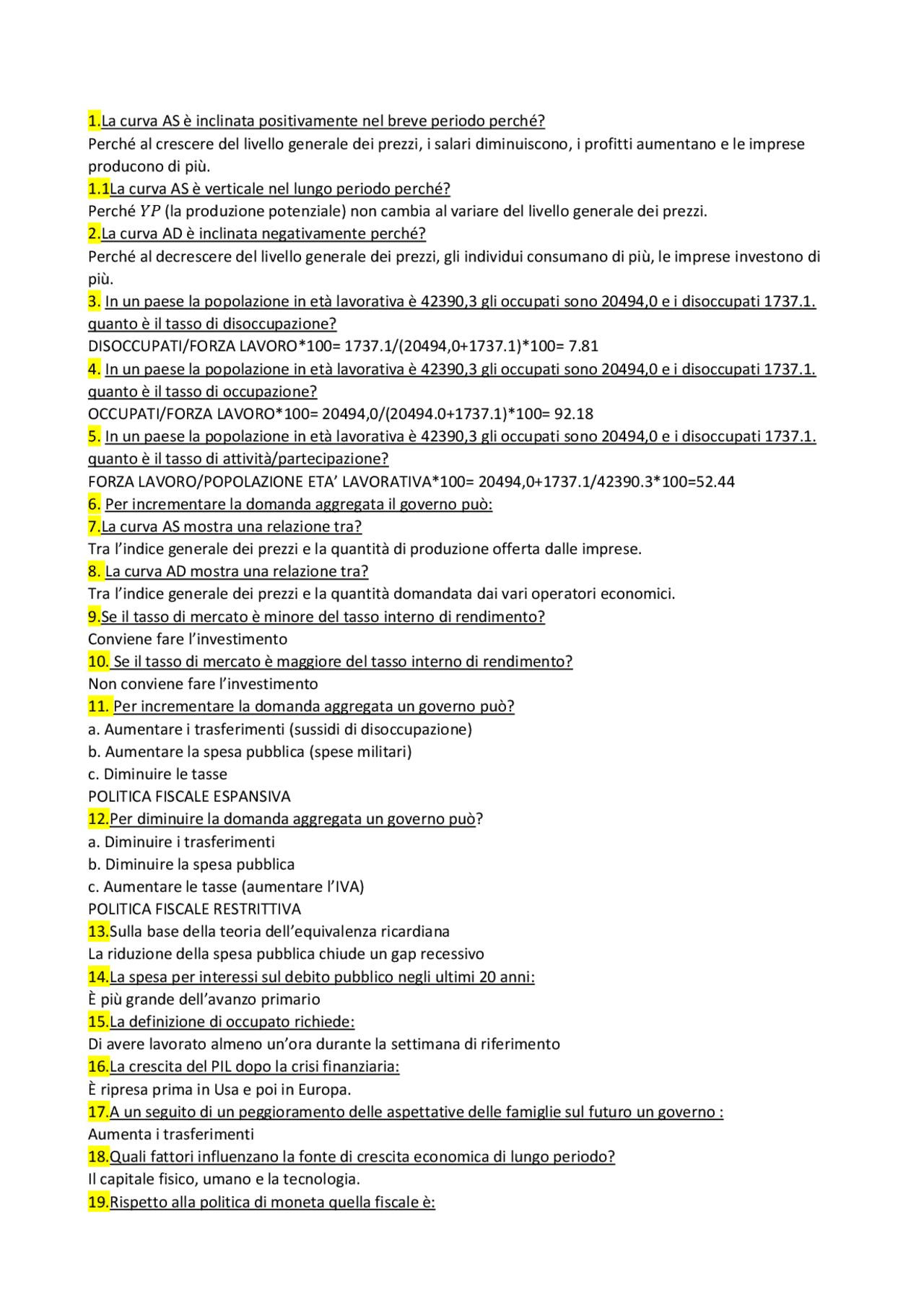 Domande Macroeconomia Docsity
