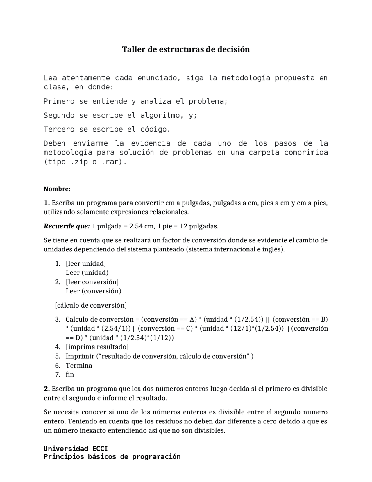 Estructura de decision - Docsity