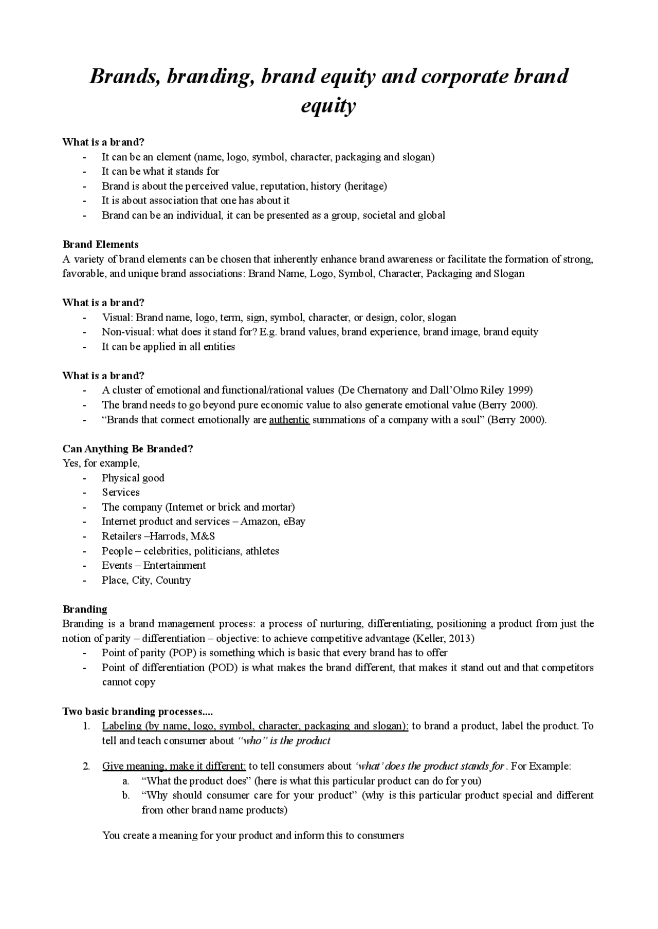 Secondo Modulo Brand Management Docsity