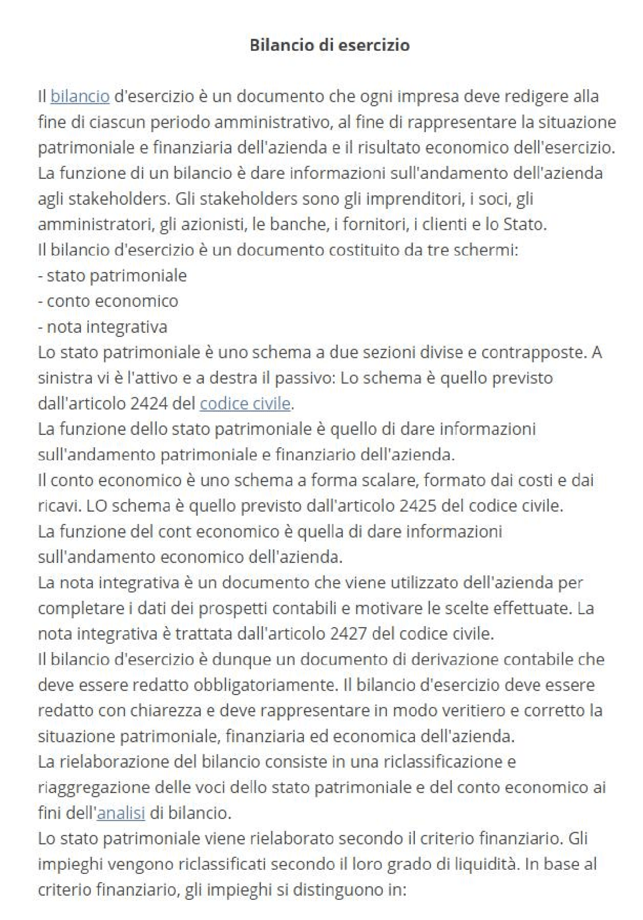 Bilancio Parte 1 Parte 2 Disponibile Docsity