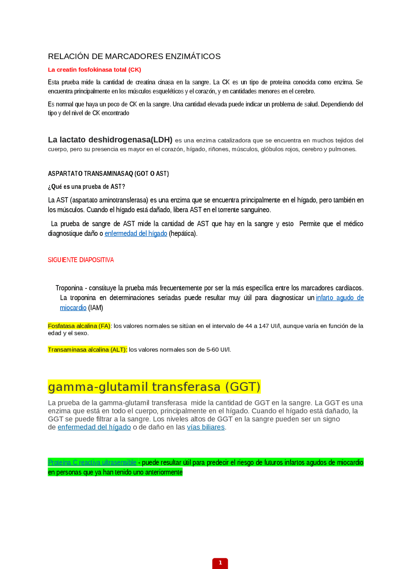 Semana 2caso 01 AplicaciÓn ClÍnica De Las Enzimas Guías Proyectos