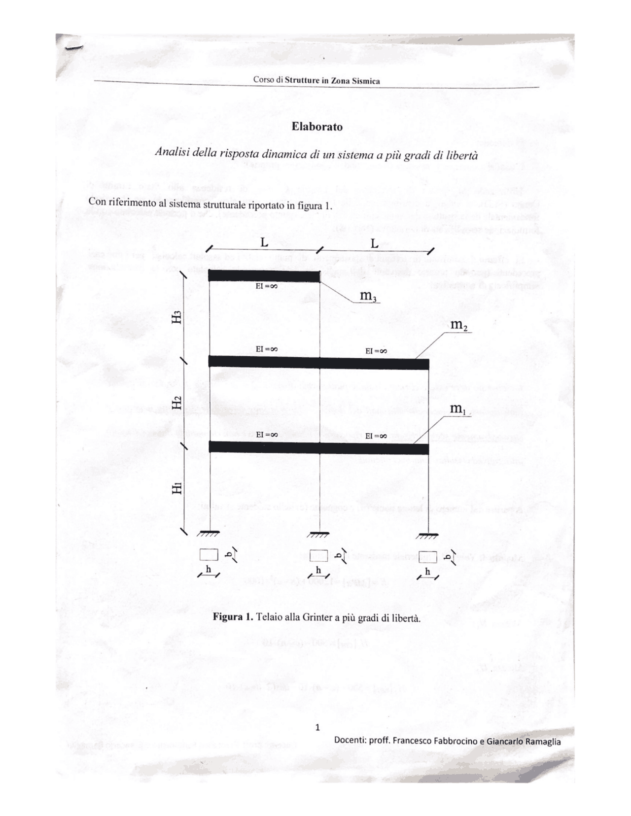 Elaborato Strutture In Zona Sismica Prove Desame Di Ingegneria