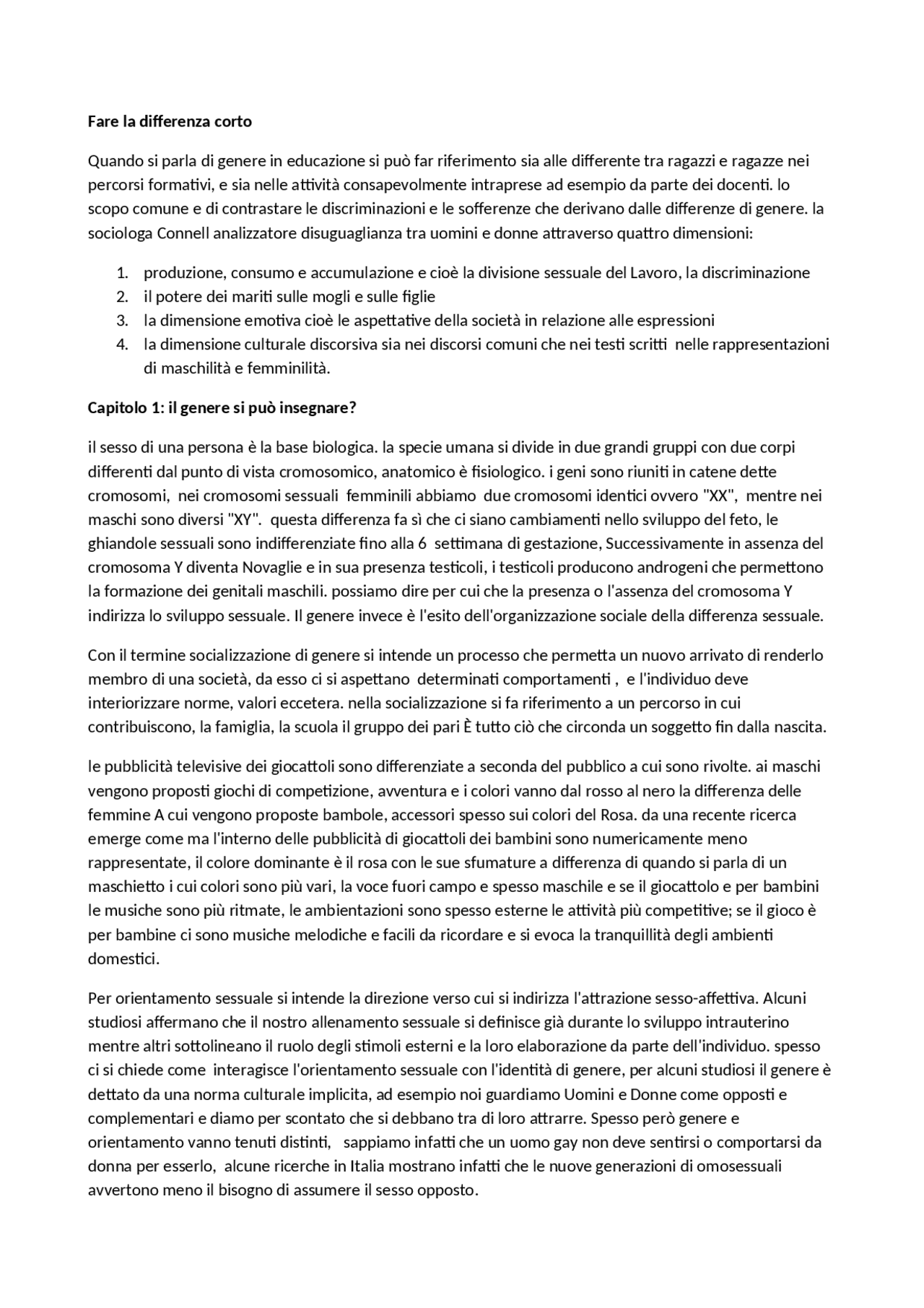 Riassunto del manuale fare la differenza utile per ripasso generale ...