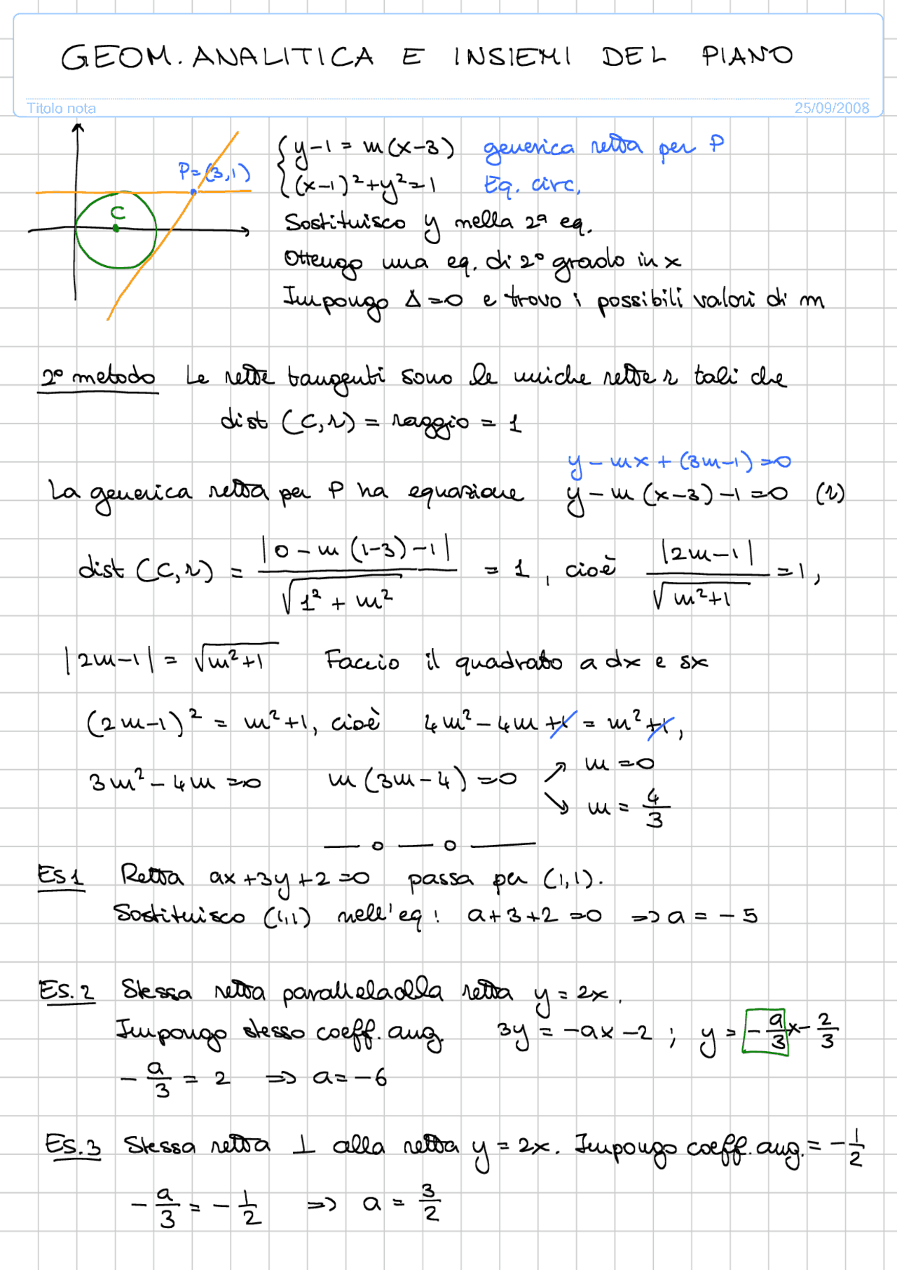 Geometria analitica - esercizi parametrici e insiemi del piano - Docsity