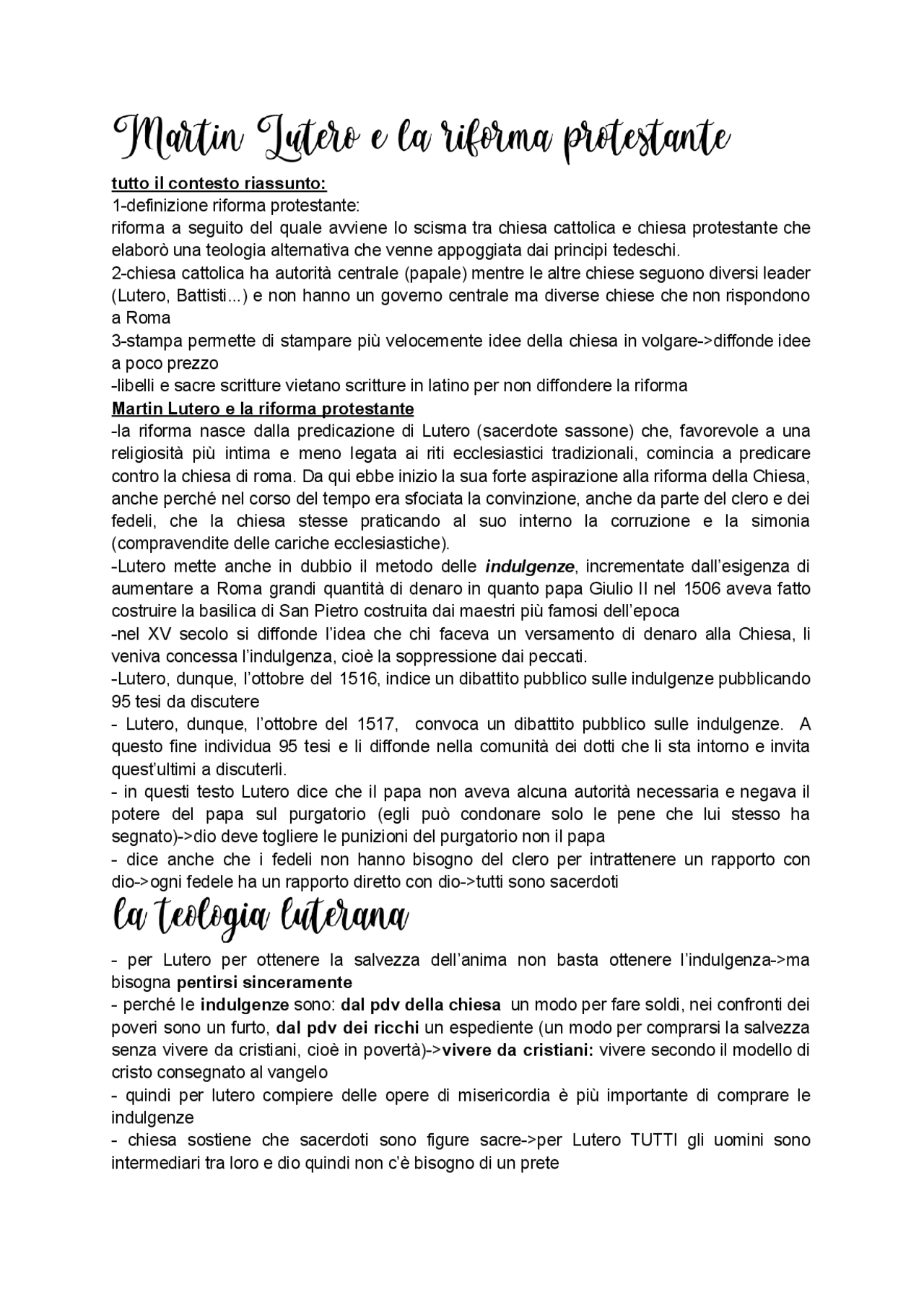 Martin Lutero E La Riforma Protestante Docsity