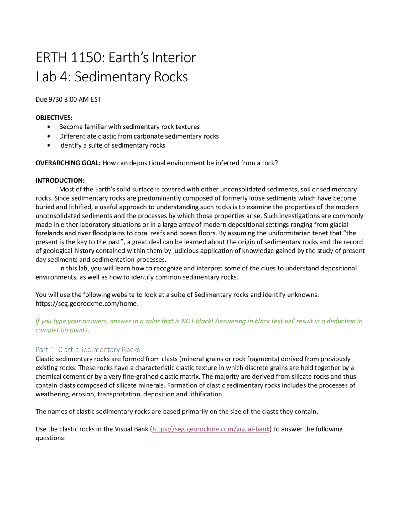 Geology Lab Reports Docsity