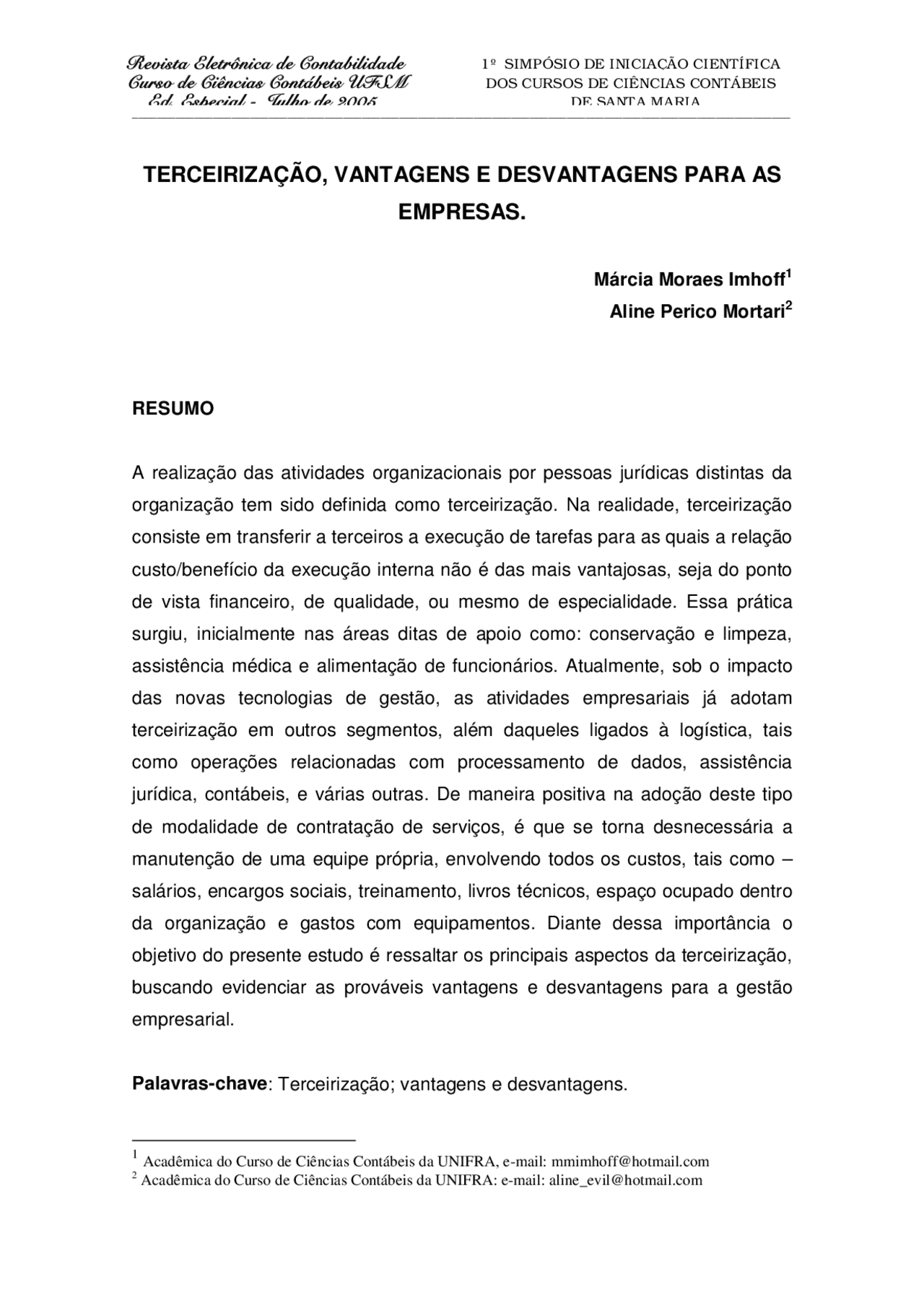 Terceirização De Serviços Trabalhos Administração Empresarial Docsity