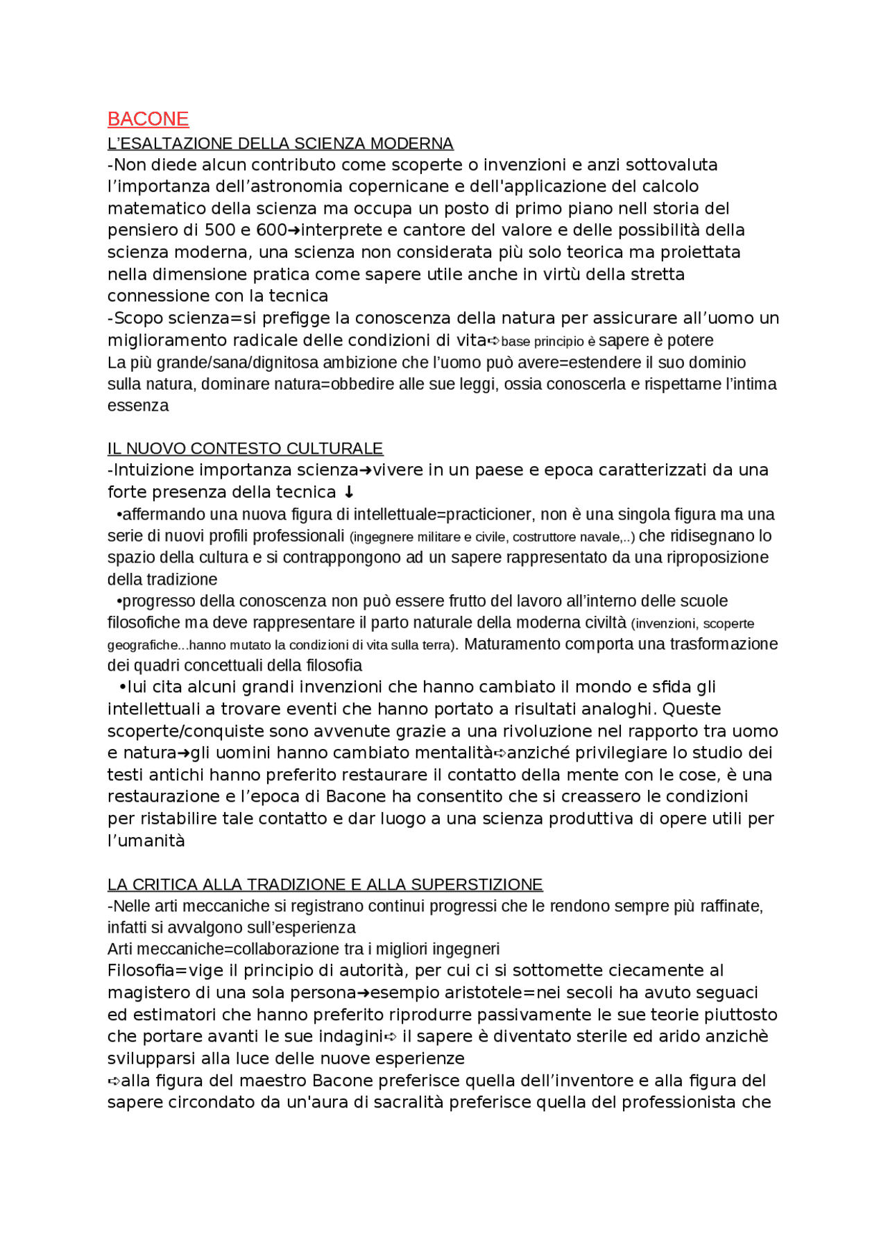 Schemi Riassuntivi Su Bacone Docsity