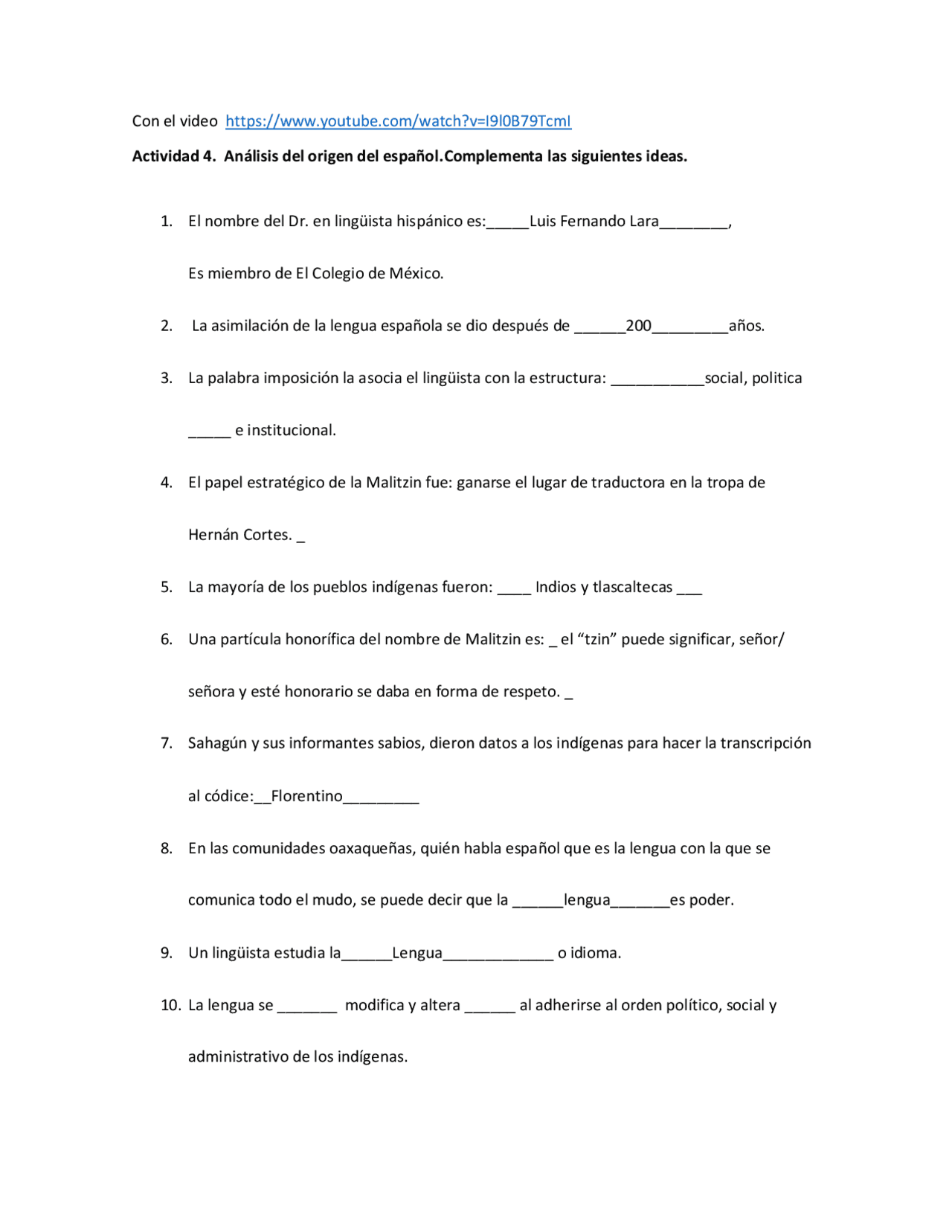 Analisis y origen del español - Docsity