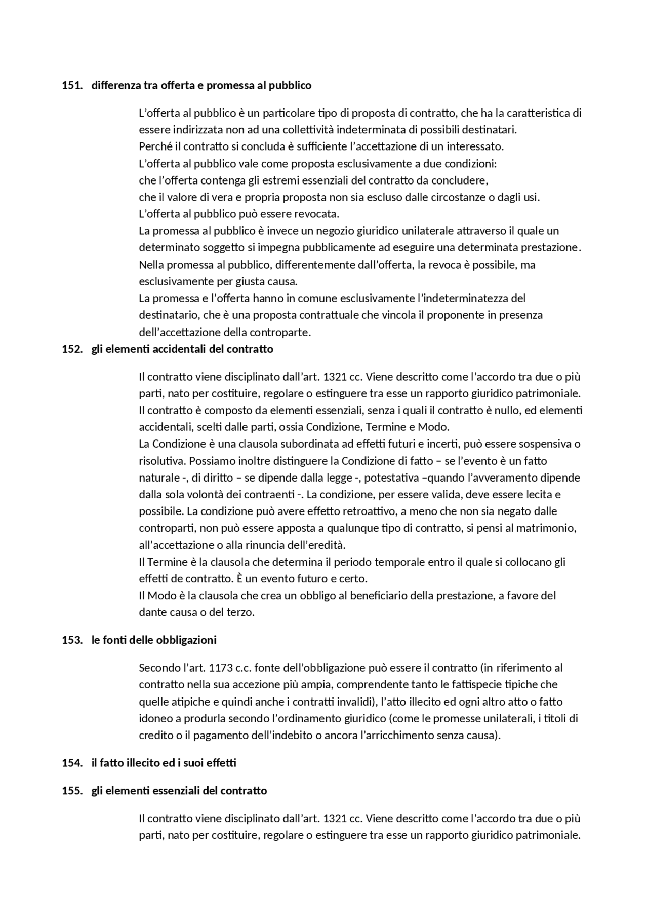 DIRITTO PRIVATO - RISPOSTE APERTE - Docsity