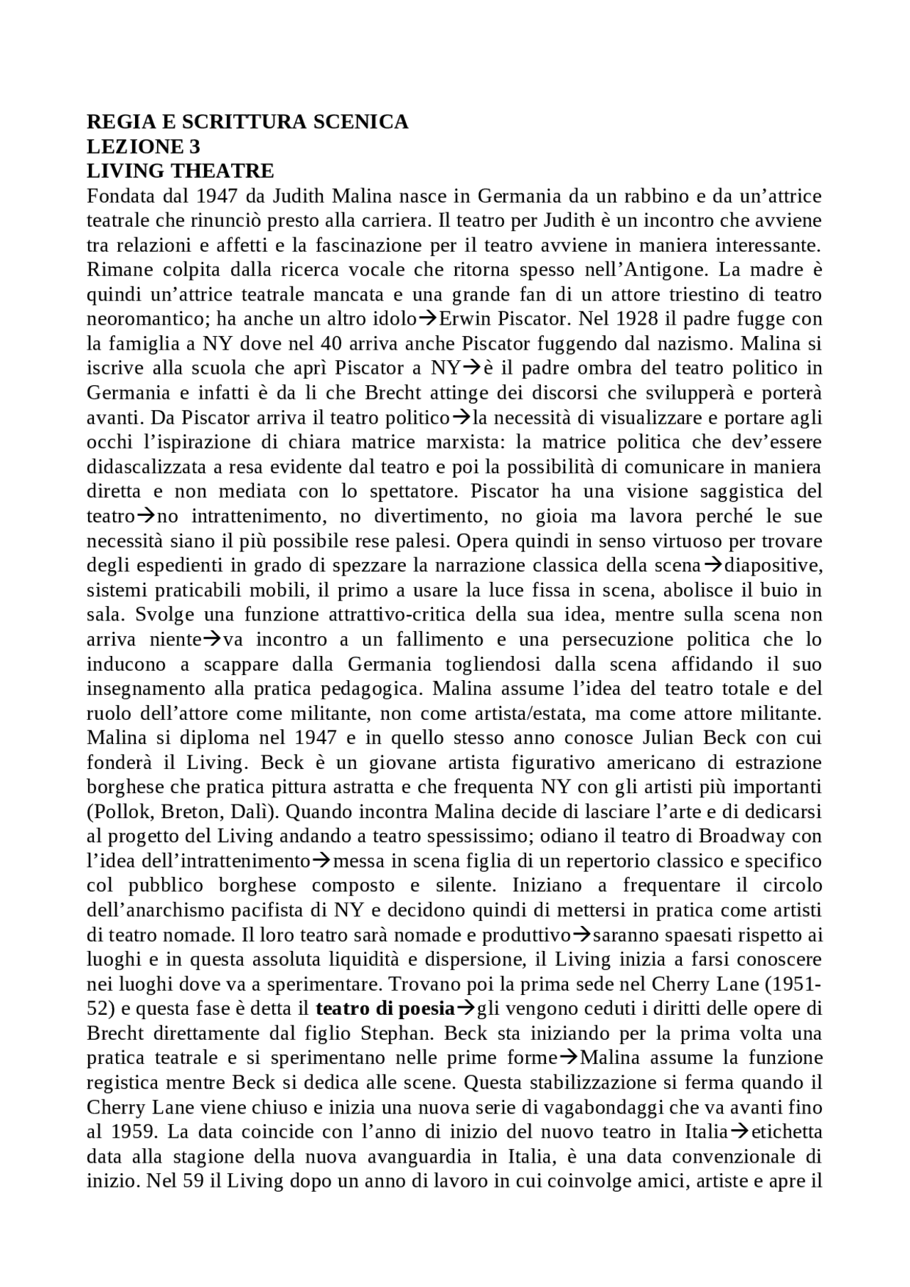 Regia E Scrittura Scenica Docsity