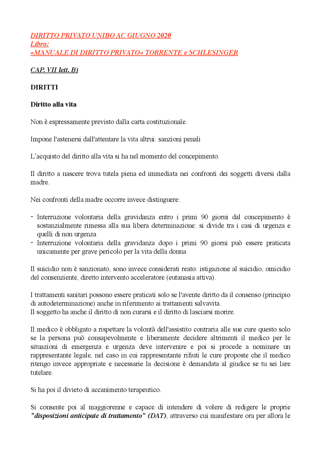 Riassunti E Schemi Di Diritto Privato Docsity