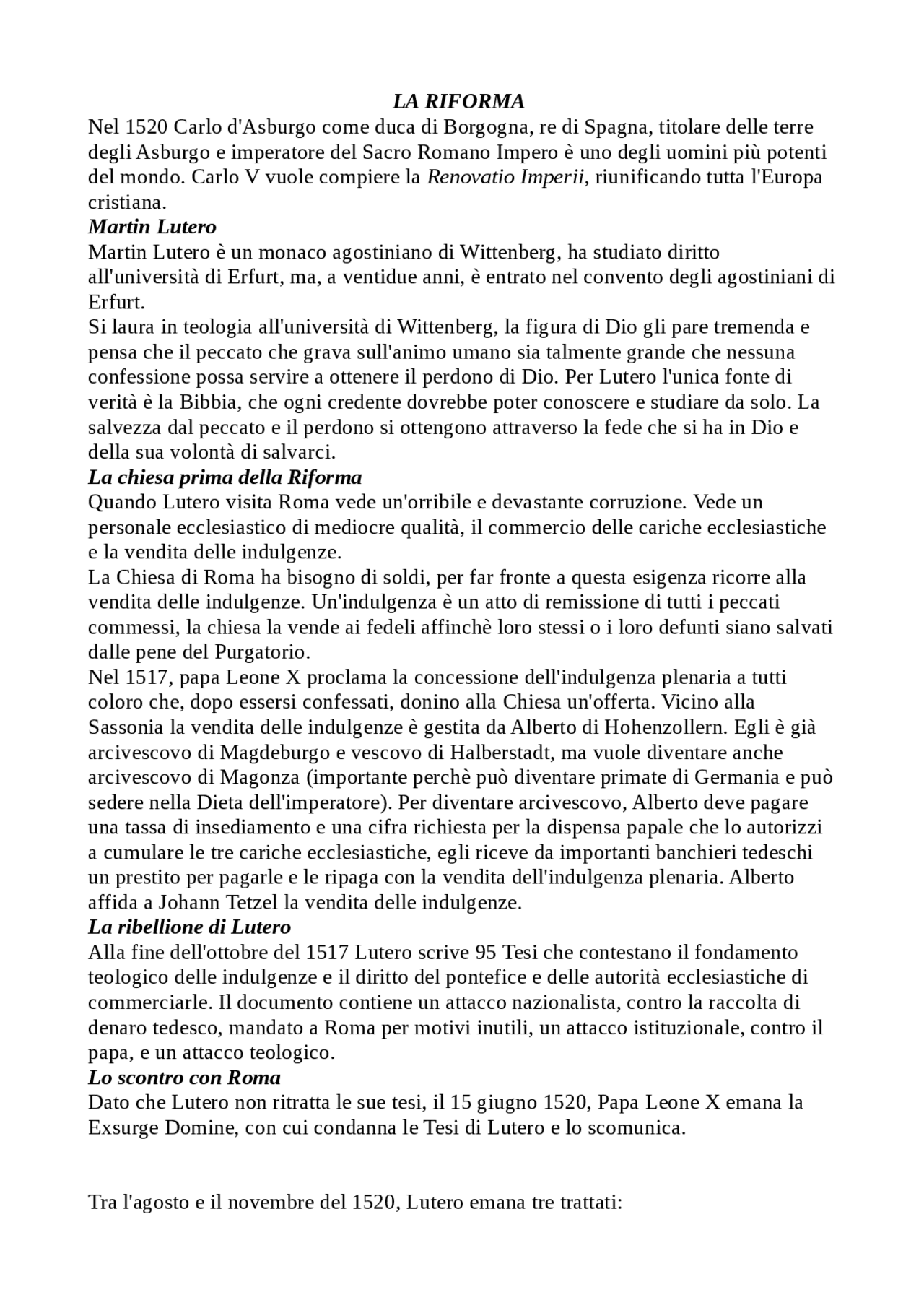 La Riforma E Martin Lutero Docsity