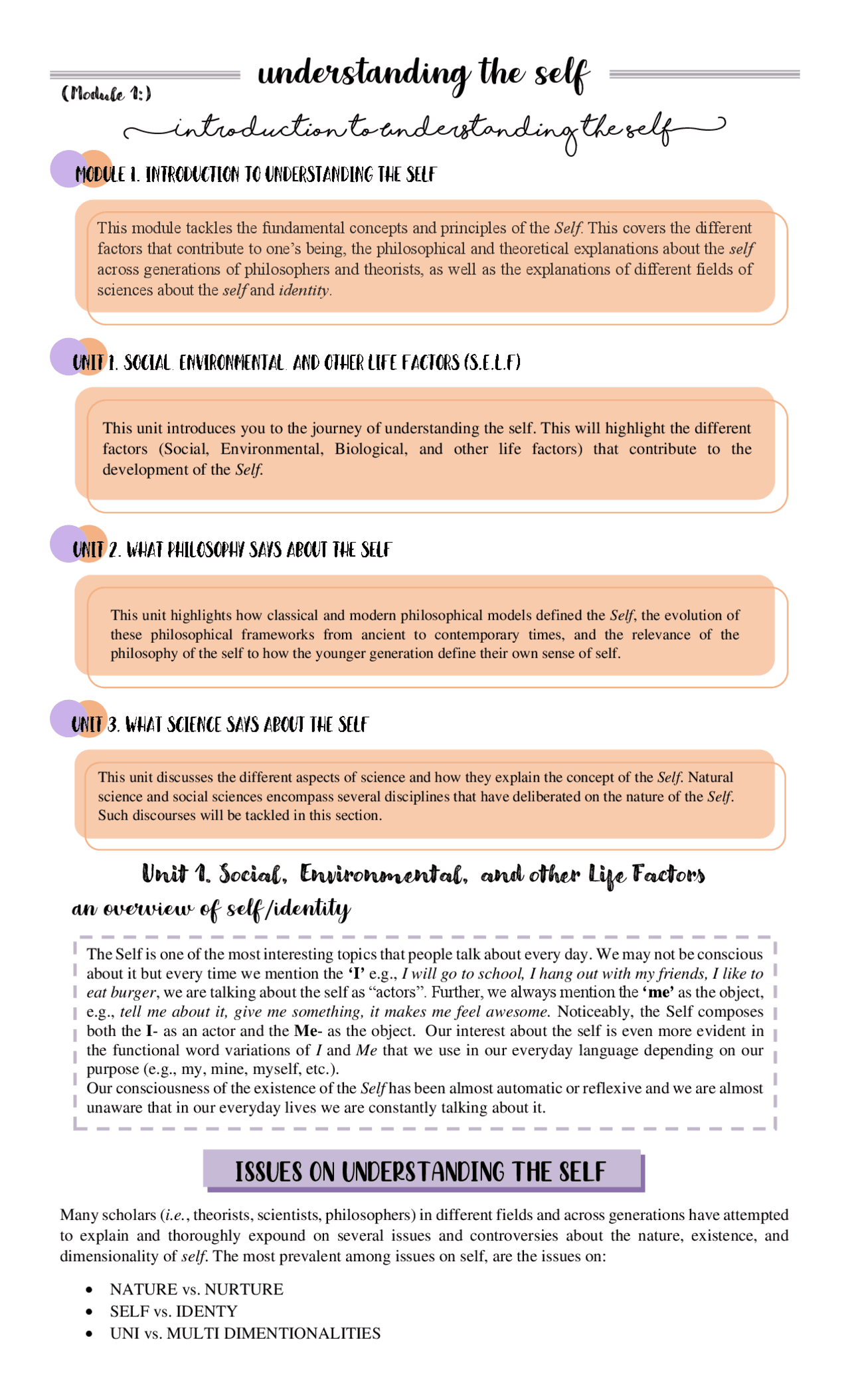 Understanding The Self Docsity
