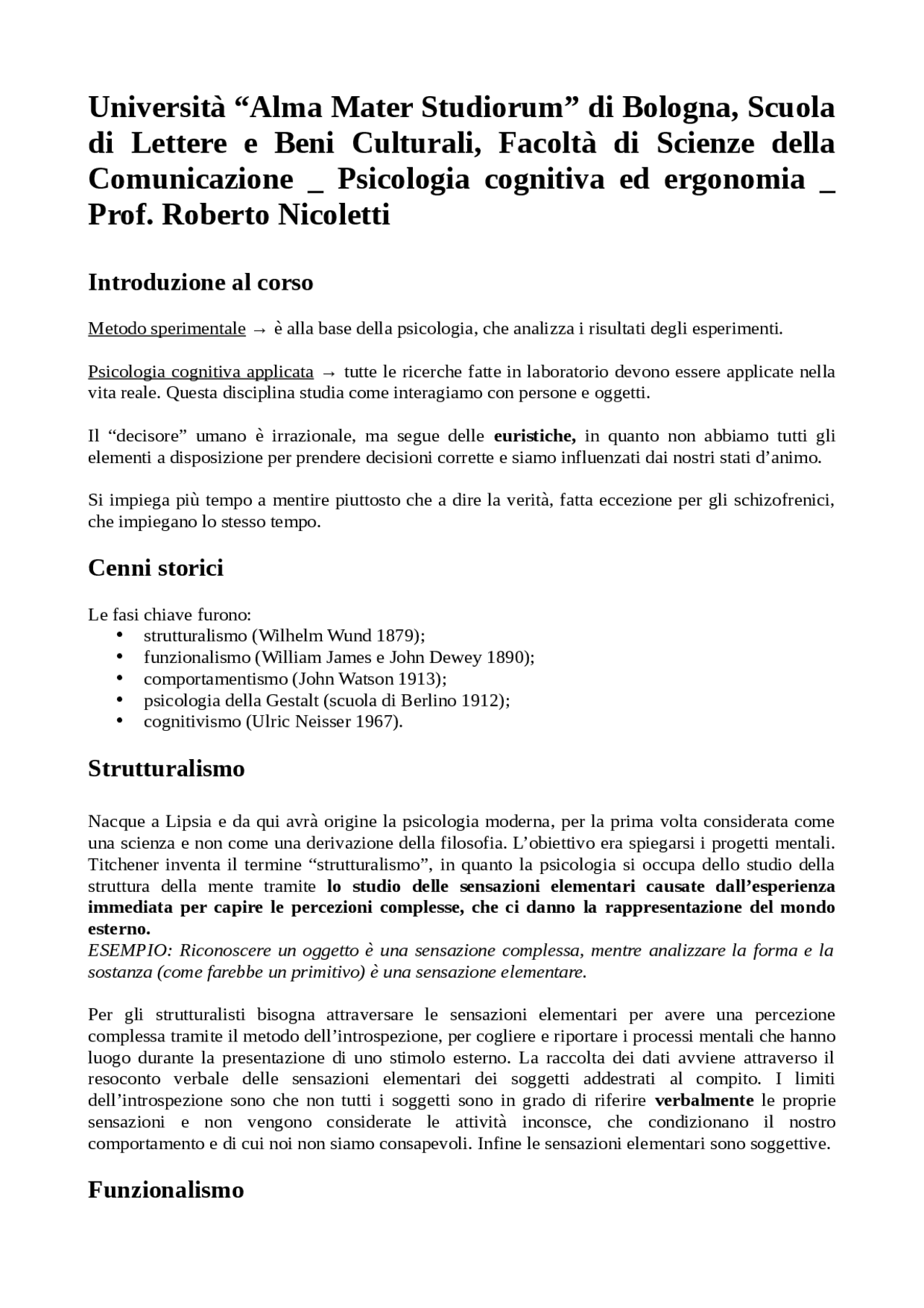 Psicologia Cognitiva Ed Ergonomia Appunti Docsity
