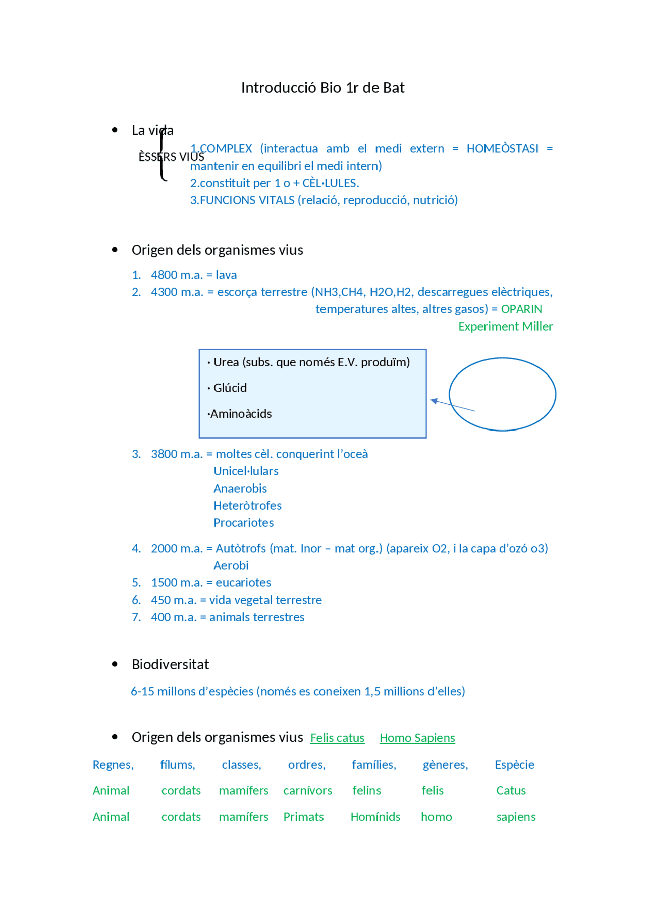 Tema 1 Biologia Primer De Batxillerat IntroducciÓ Docsity