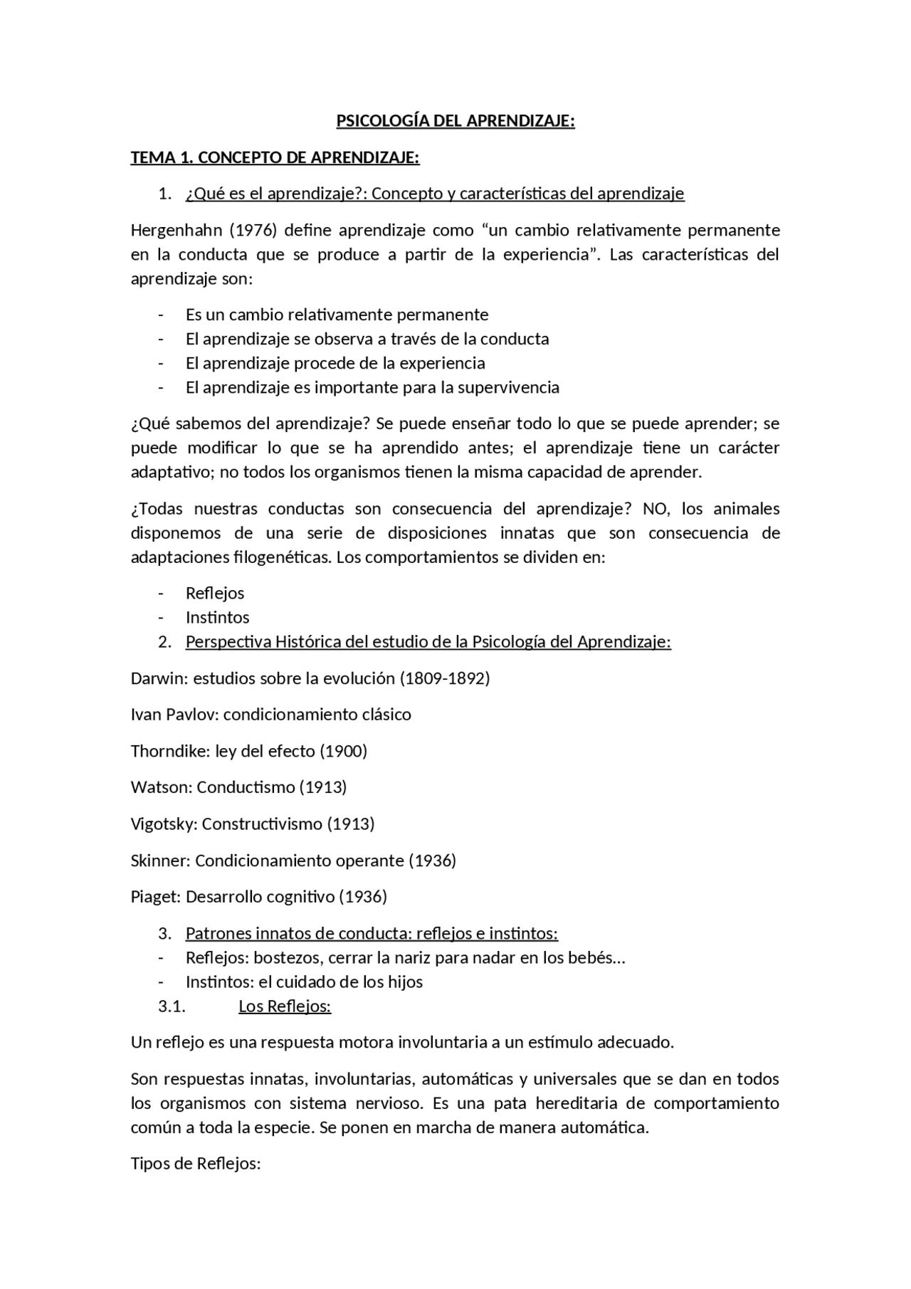 Apuntes PsicologÍa Del Aprendizaje Docsity