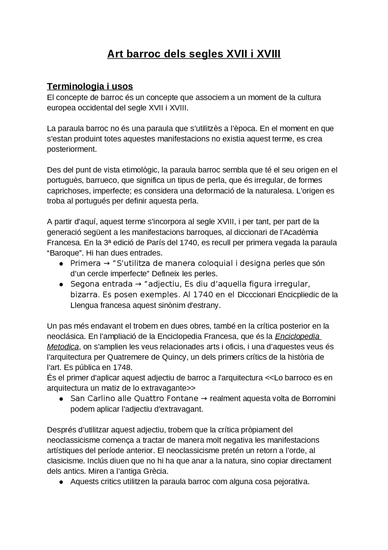 Apunts Barroc En Els Segles Xvii I Xviii Docsity