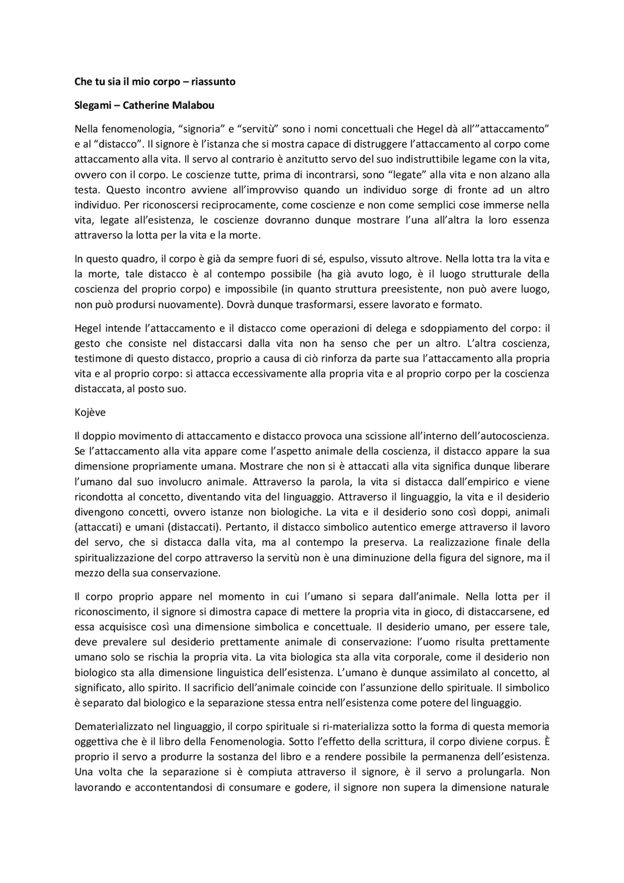 Riassunto di Che tu sia il mio corpo di Butler e Malabou - Docsity